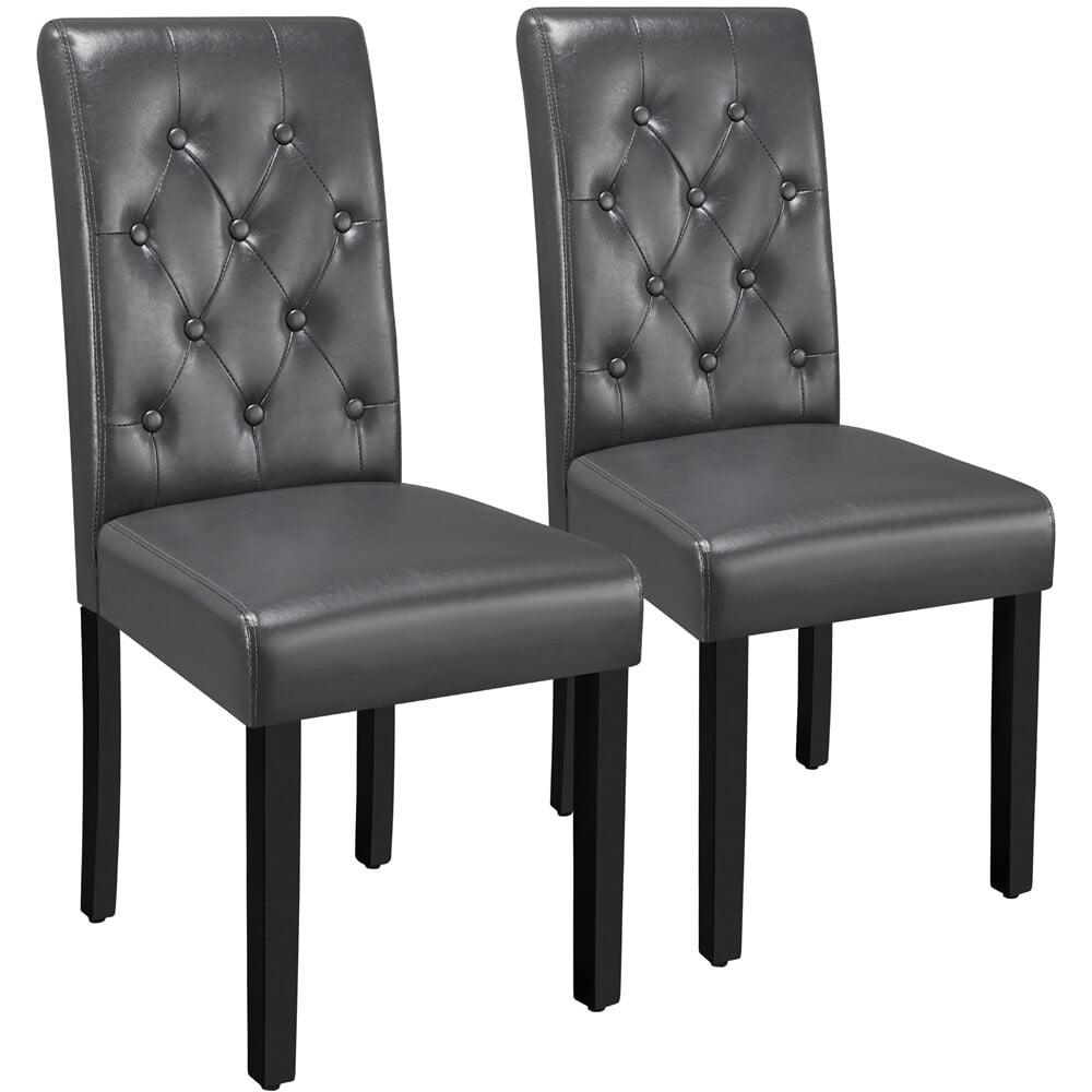 LEIYY Faux Leather Dining Chairs, Button Tufted Dining Room Chairs with ...