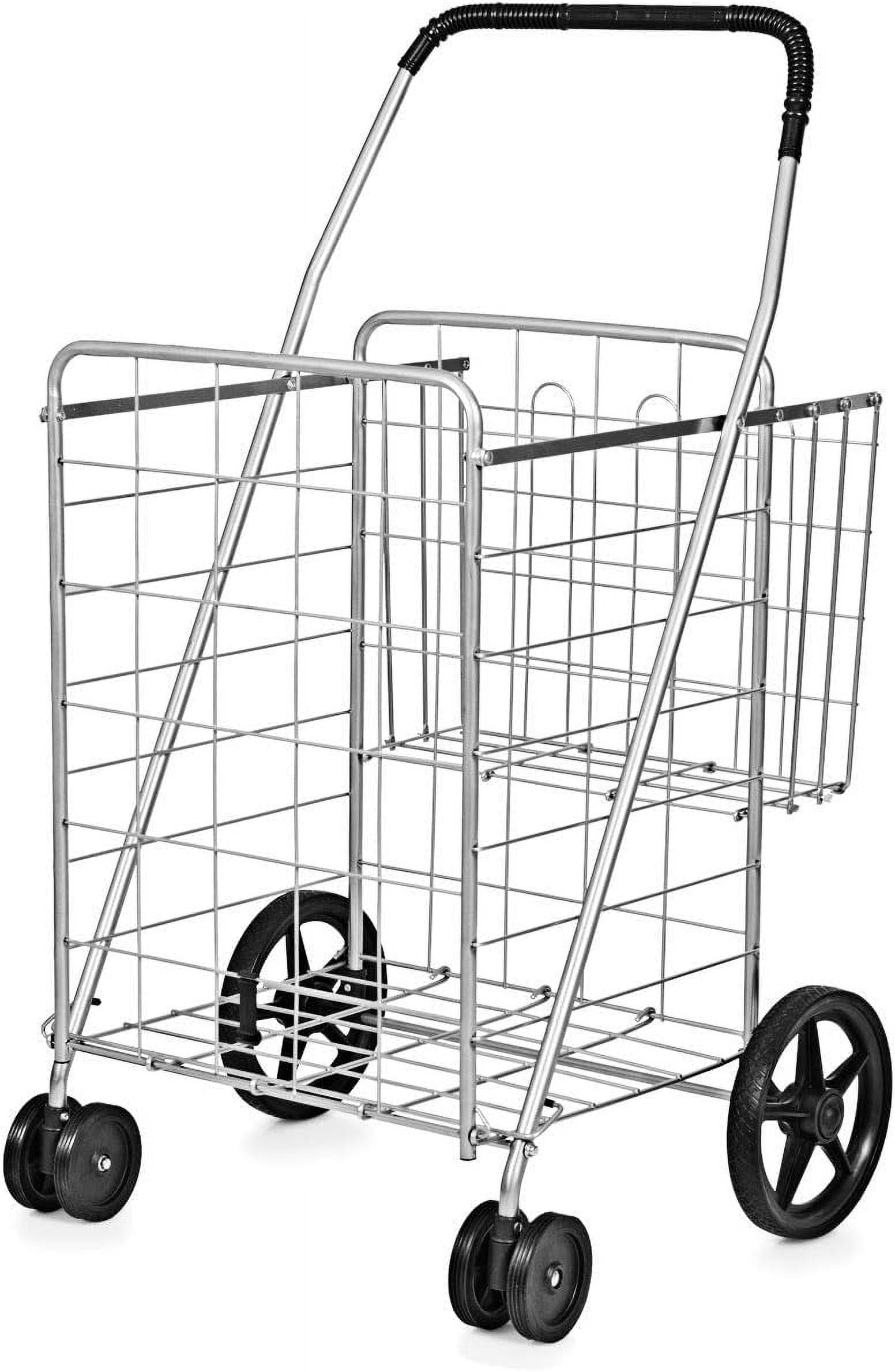 LEIYY Folding Shopping Cart, Jumbo Grocery Utility Cart with Double ...