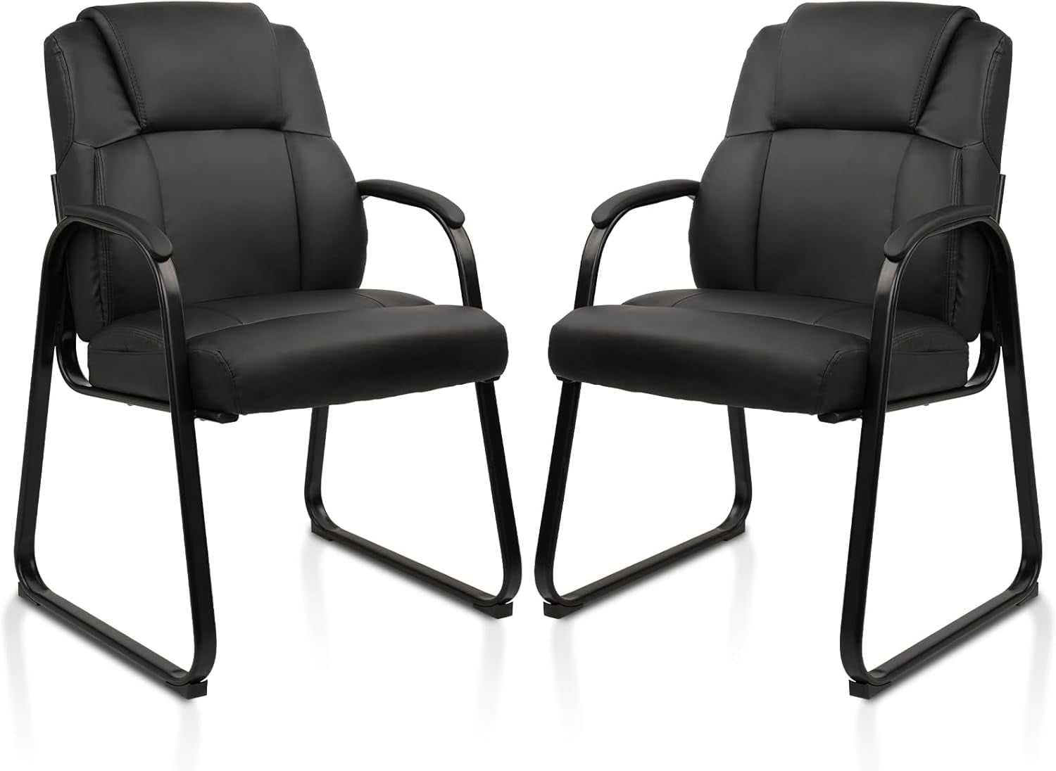 LEIYY Leather Guest Chair with Padded Arm Rest for Reception Meeting ...
