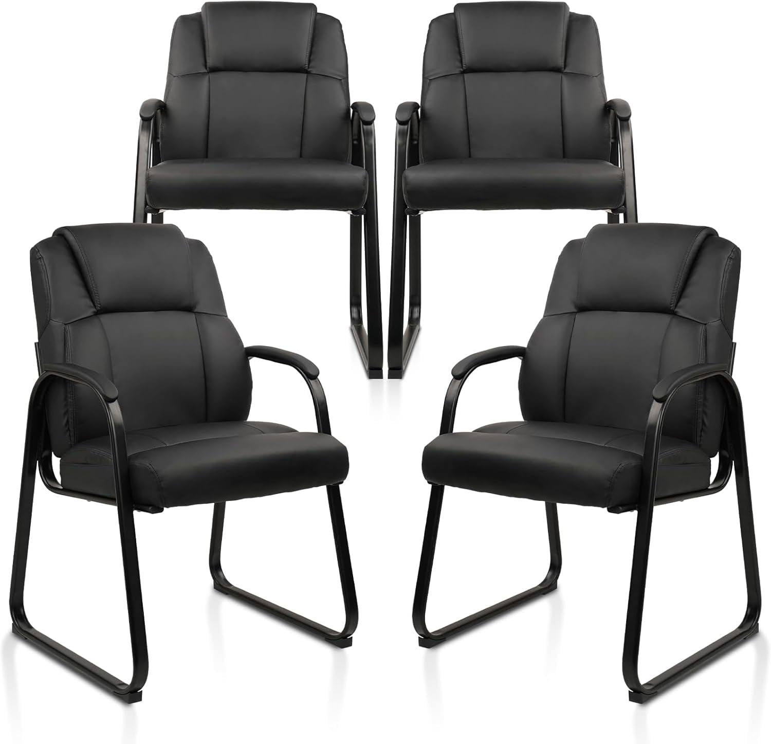 LEIYY Leather Guest Chair with Padded Arm Rest for Reception Meeting ...