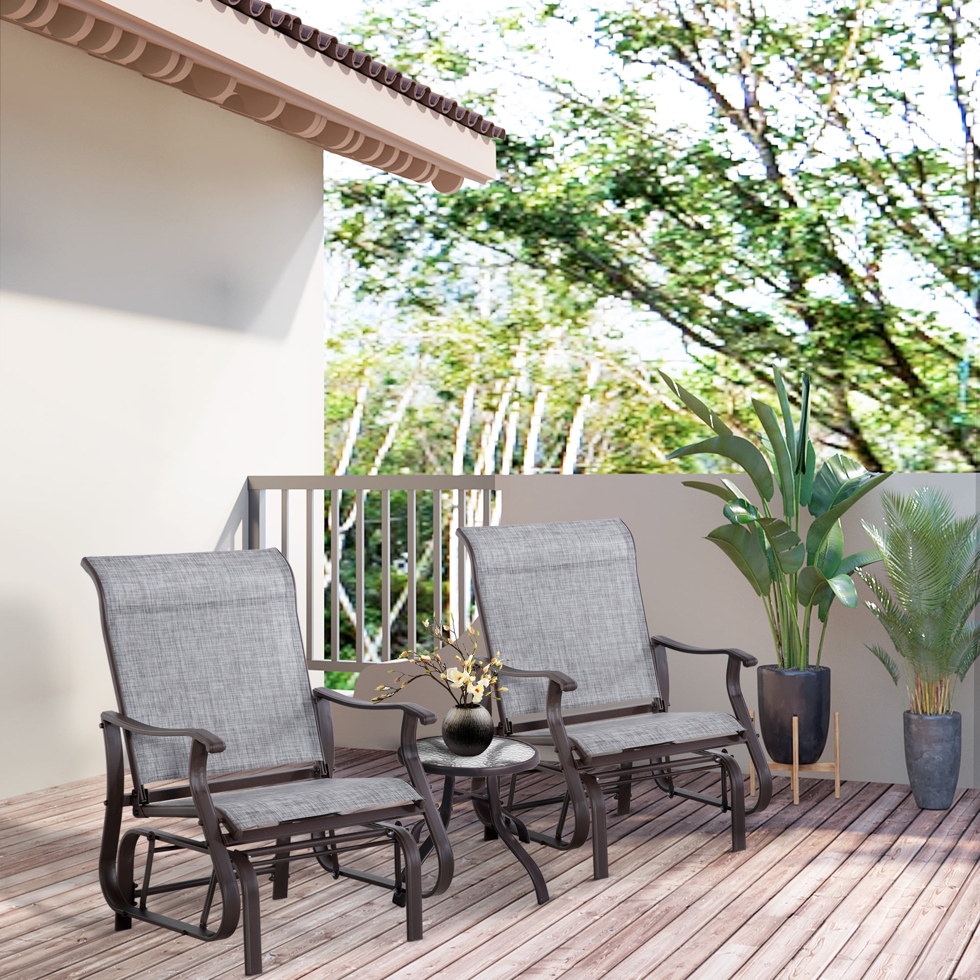 LEIYY Outdoor Glider Chair, Gliders for Outside Patio with Steel Frame ...