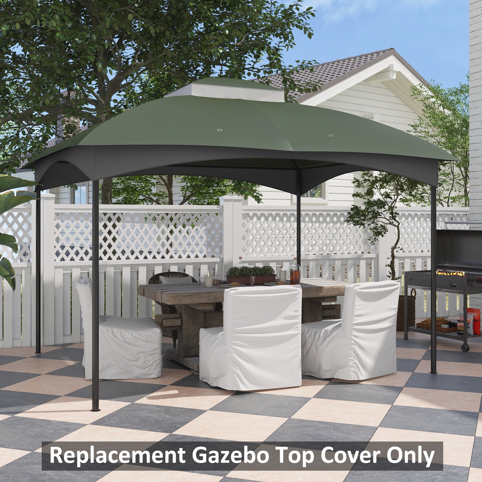 LEIYY Outdoor Replacement Canopy Top Double Tier Gazebo Roof Cover for ...