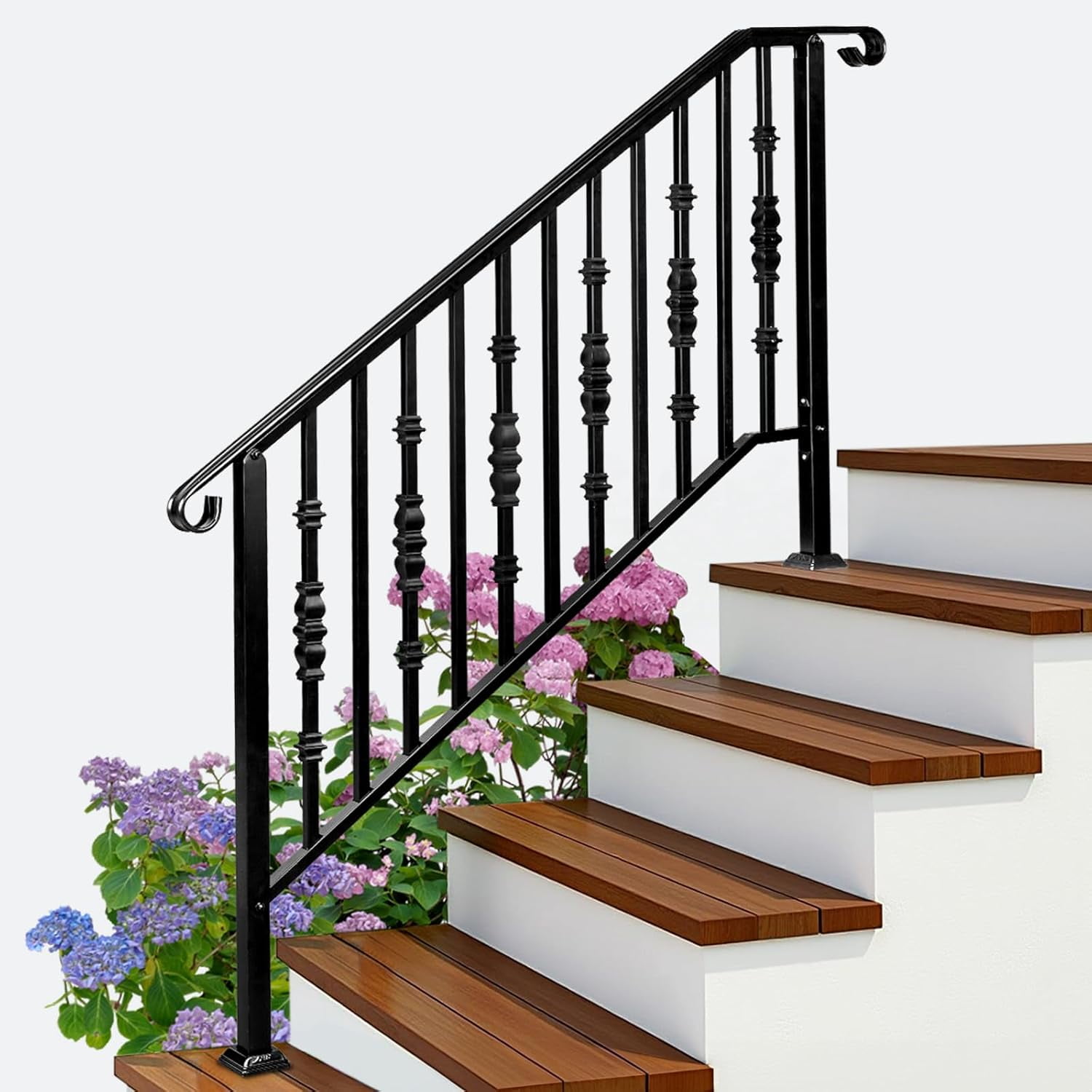 LEIYY Upgraded Outdoor Handrail, Stair Handrail Fits 4 to 5 Steps ...