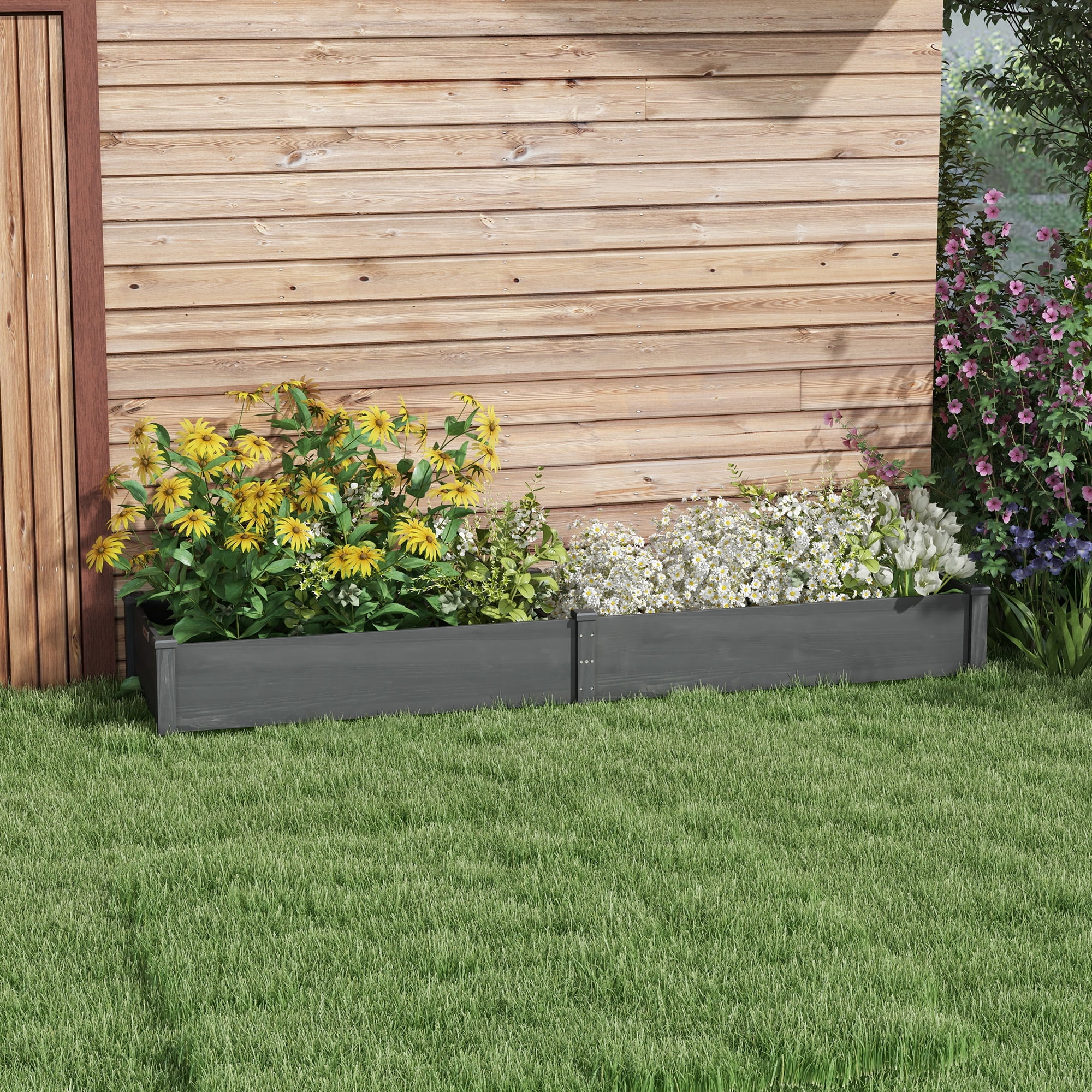 LEIYY Wooden Raised Garden Bed Kit, Outdoor Elevated Planter Box, Self ...