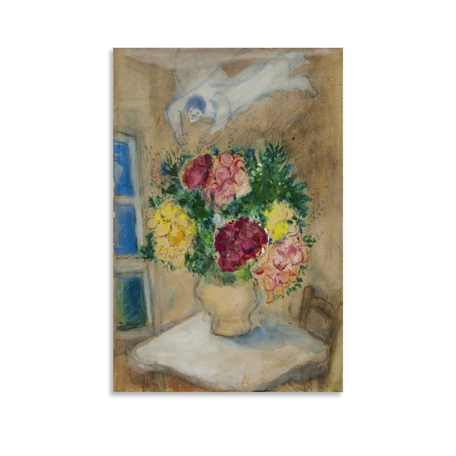 LEIZHANG Marc Chagall Angel Over A Table with Flowers Large Canvas ...
