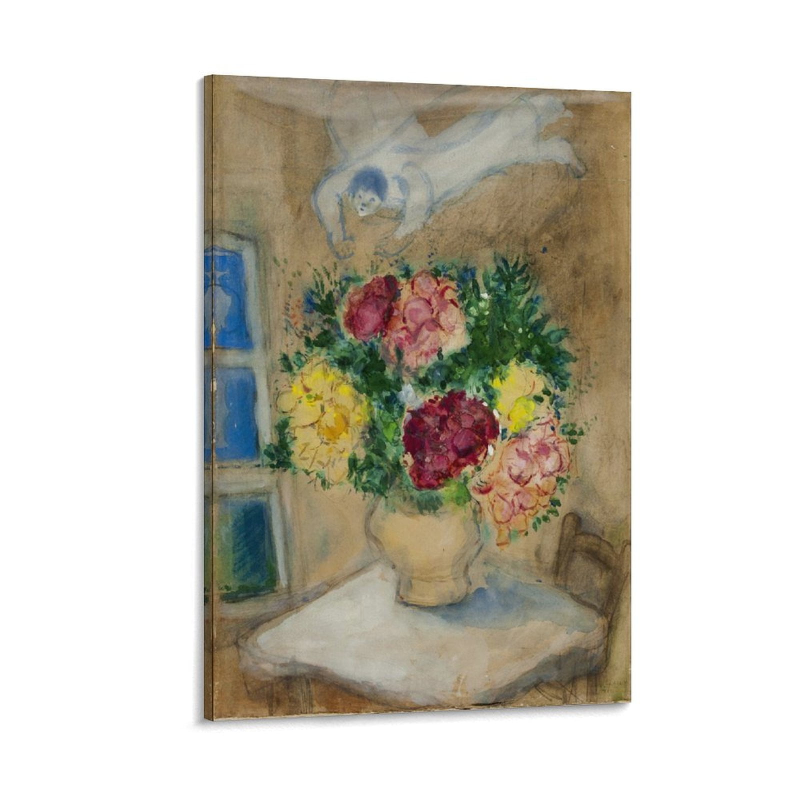 LEIZHANG Marc Chagall Angel Over A Table with Flowers Large Canvas ...