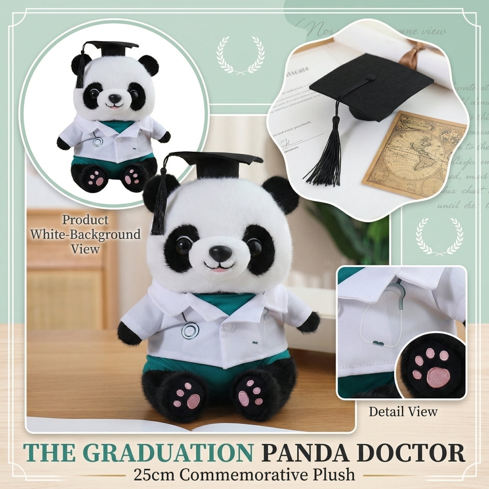 LEJHVAQK 10" Graduation Panda Plush Stuffed Animal: Class of 2026 ...