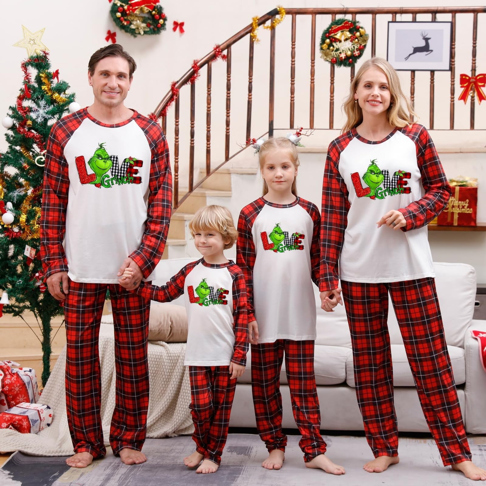 LEJHVAQK Grin-ch Family Christmas Pajamas Matching Sets – Soft & Cozy ...