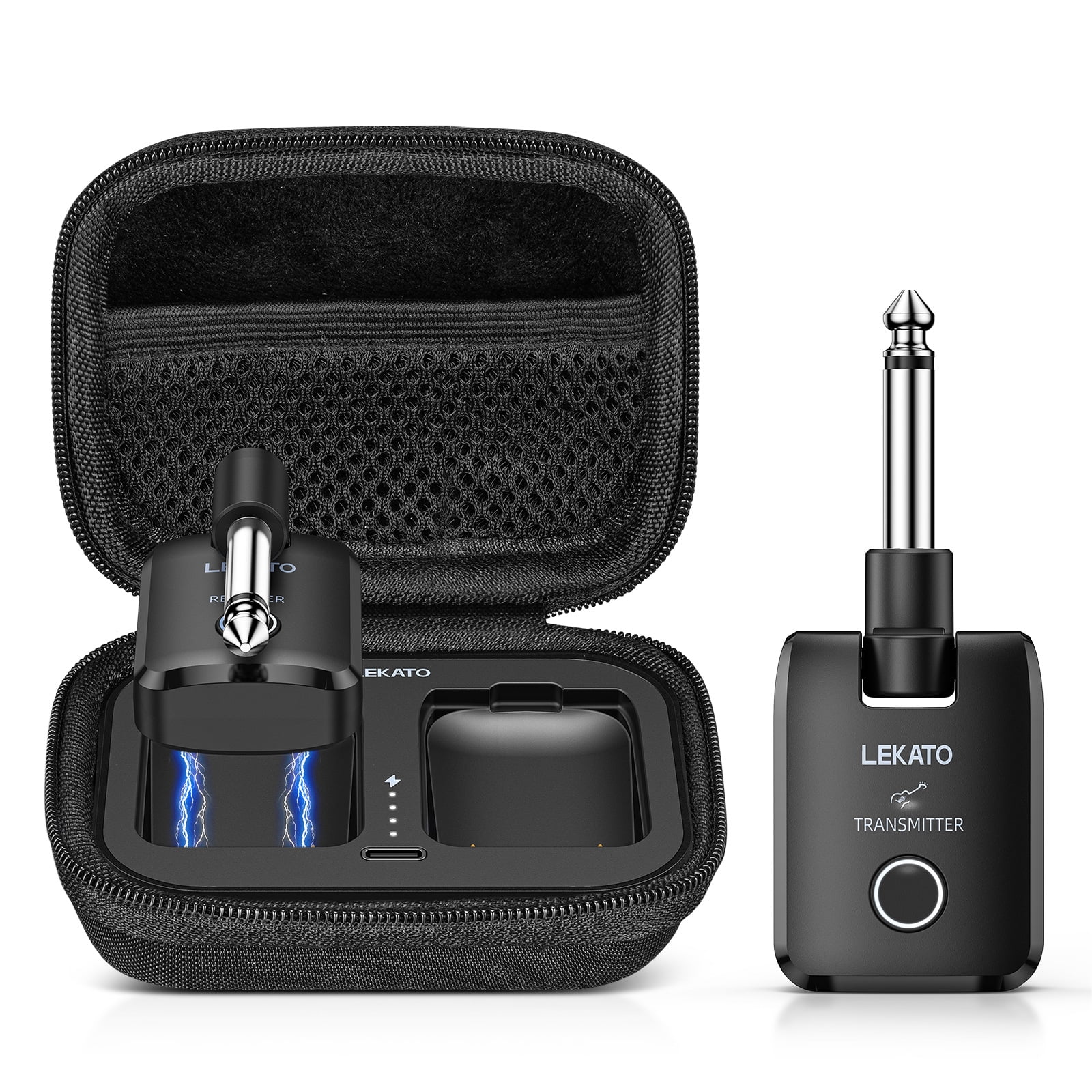 LEKATO WS-300 Wireless Guitar System with Charging Case 2.4 GHz ...