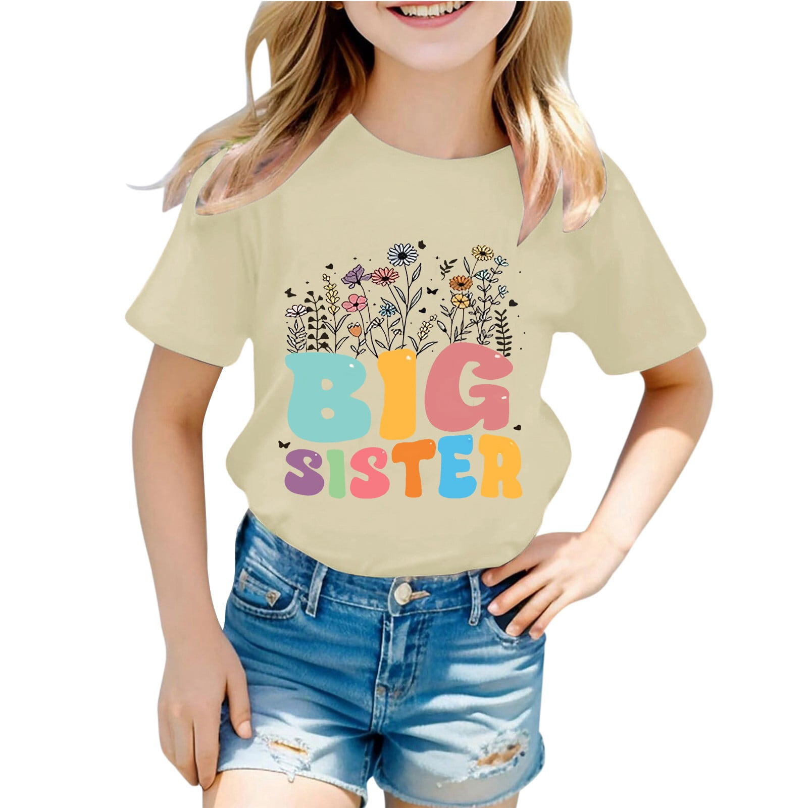 LEKDFST Big Sister Colorful Sibling Reveal Announcement T-Shirts for ...
