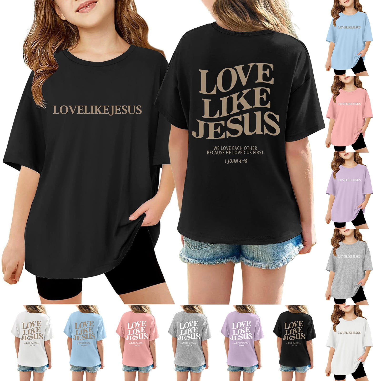 LEKDFST Girl's Christian Graphic Tees Jesus Shirts for Kids Faith Cute ...