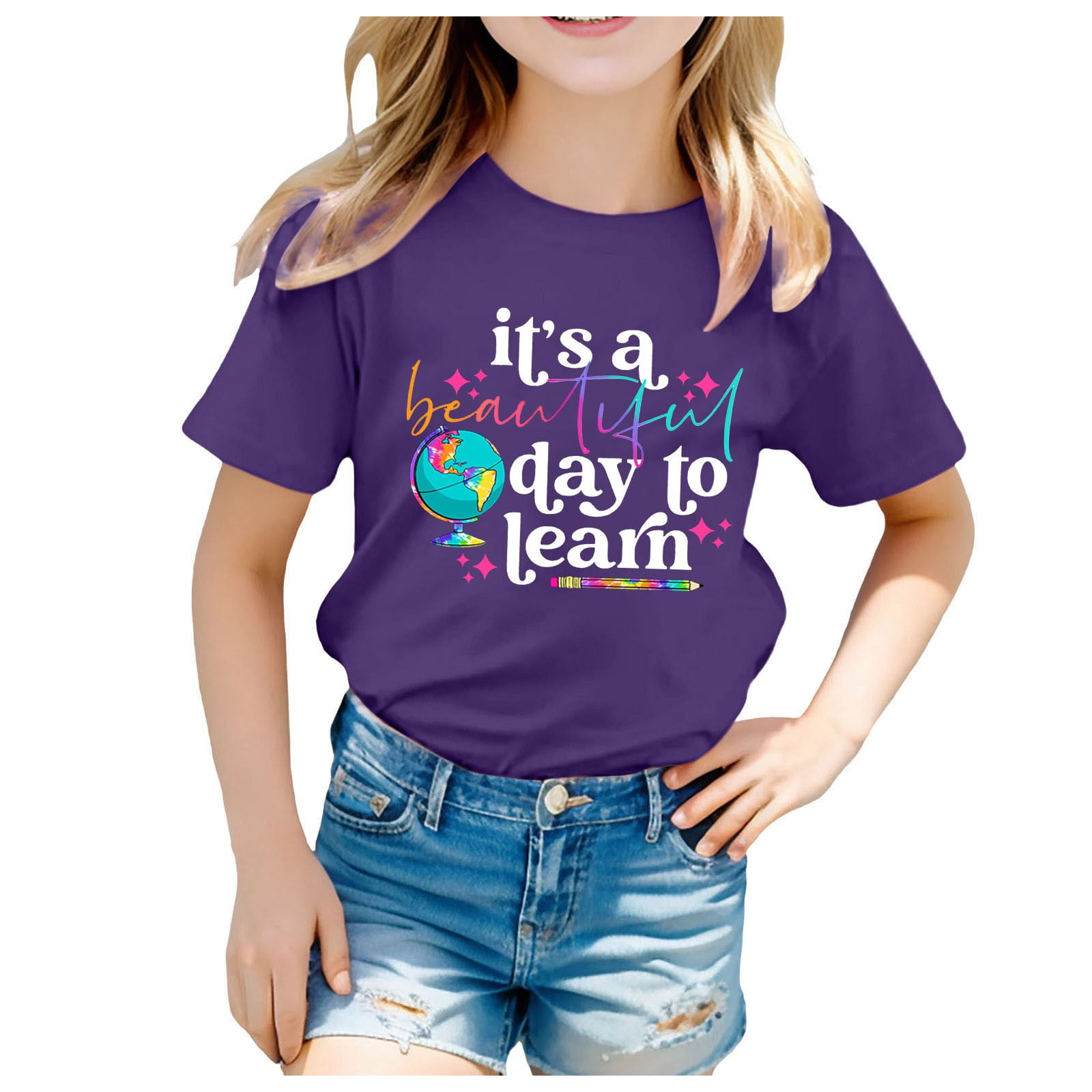 LEKDFST Girls Back to School T-Shirts Short Sleeve Graphic Tees Cotton ...