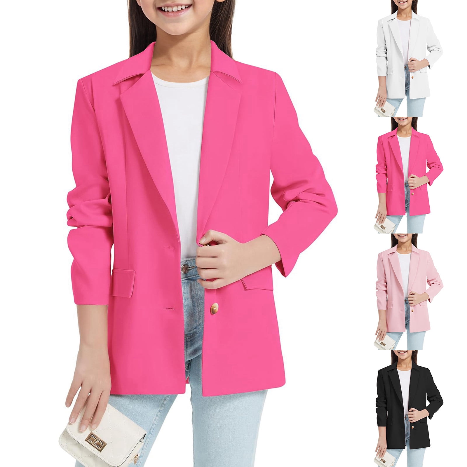 LEKDFST Girls Blazer Long Sleeve Shawl Collar Formal Blazers Suit ...