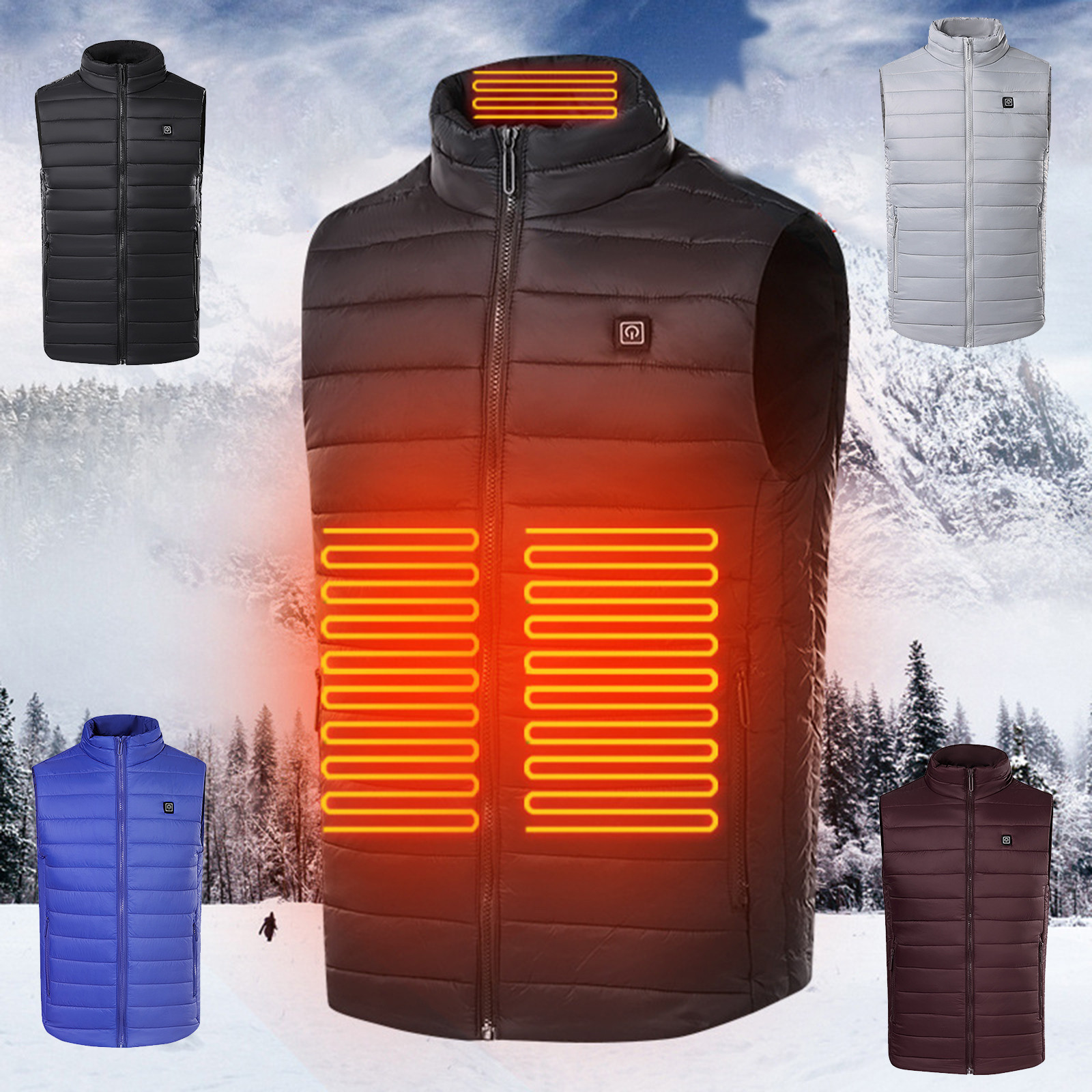 LEKDFST Heated Vest for Men 3 Heat Zones USB Electric Heating Jacket ...