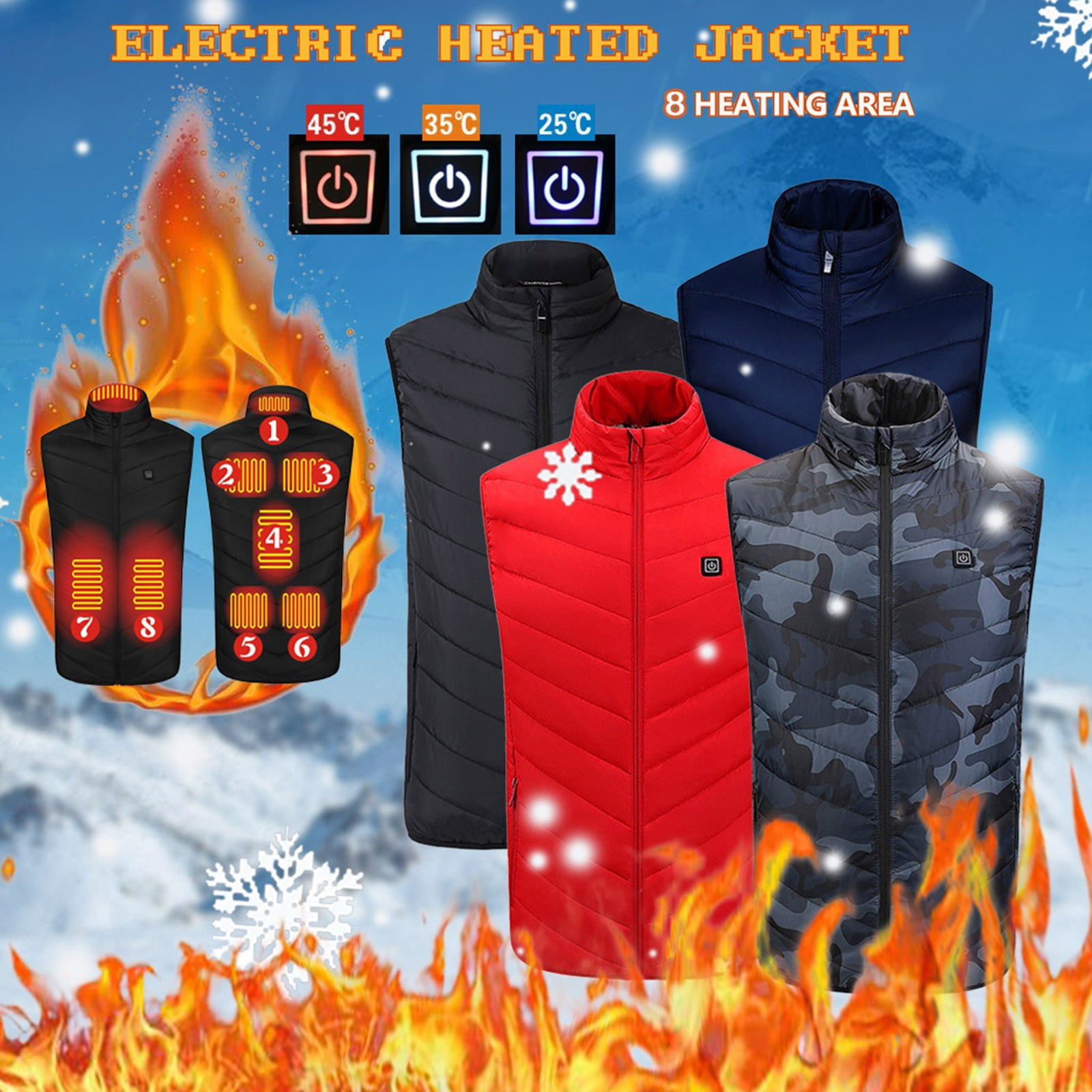 LEKDFST Heated Vest for Men Women Smart Electric 8 Heat Zones ...