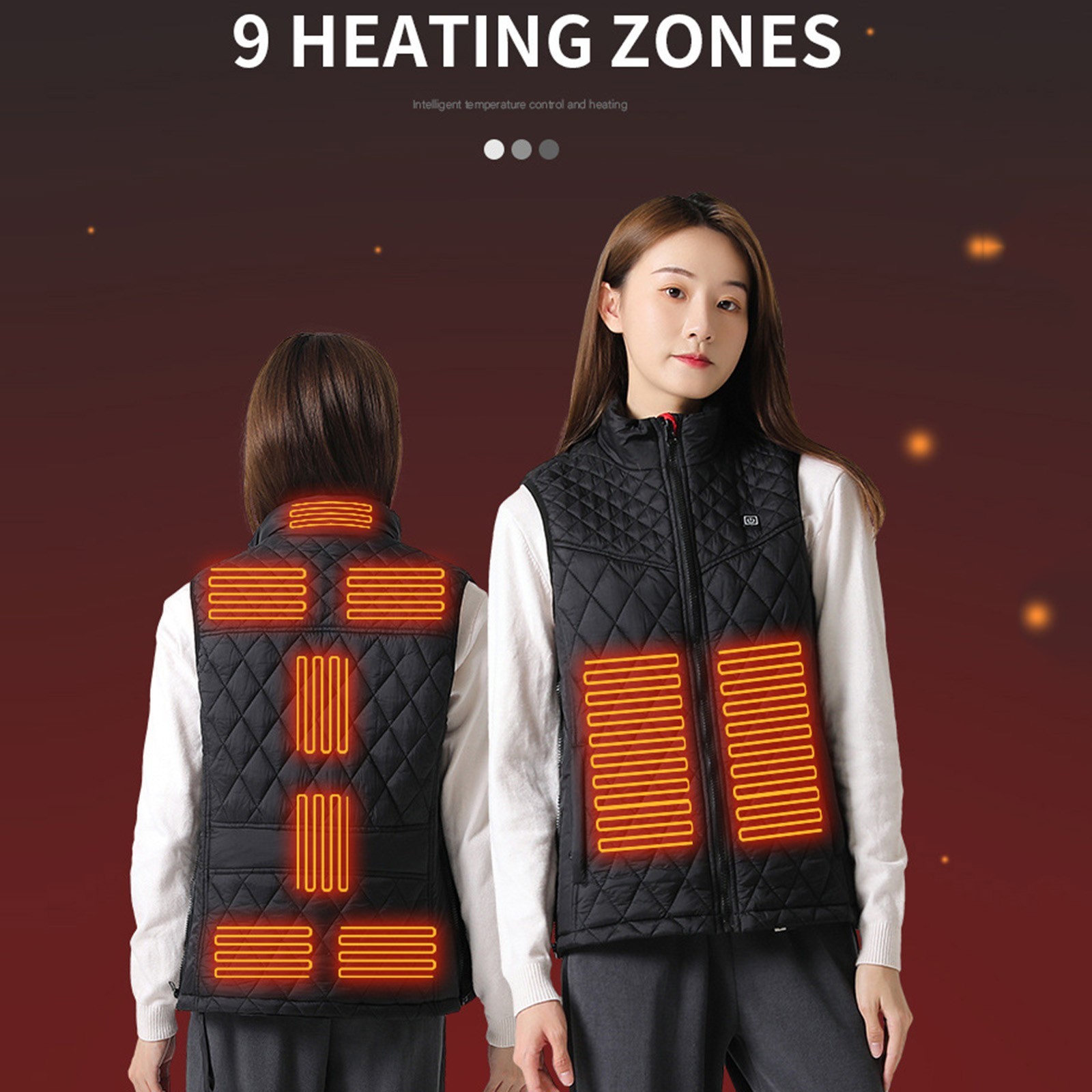 LEKDFST Heating Vest Women Rechargeable 9 Heat Zones Smart Electric ...