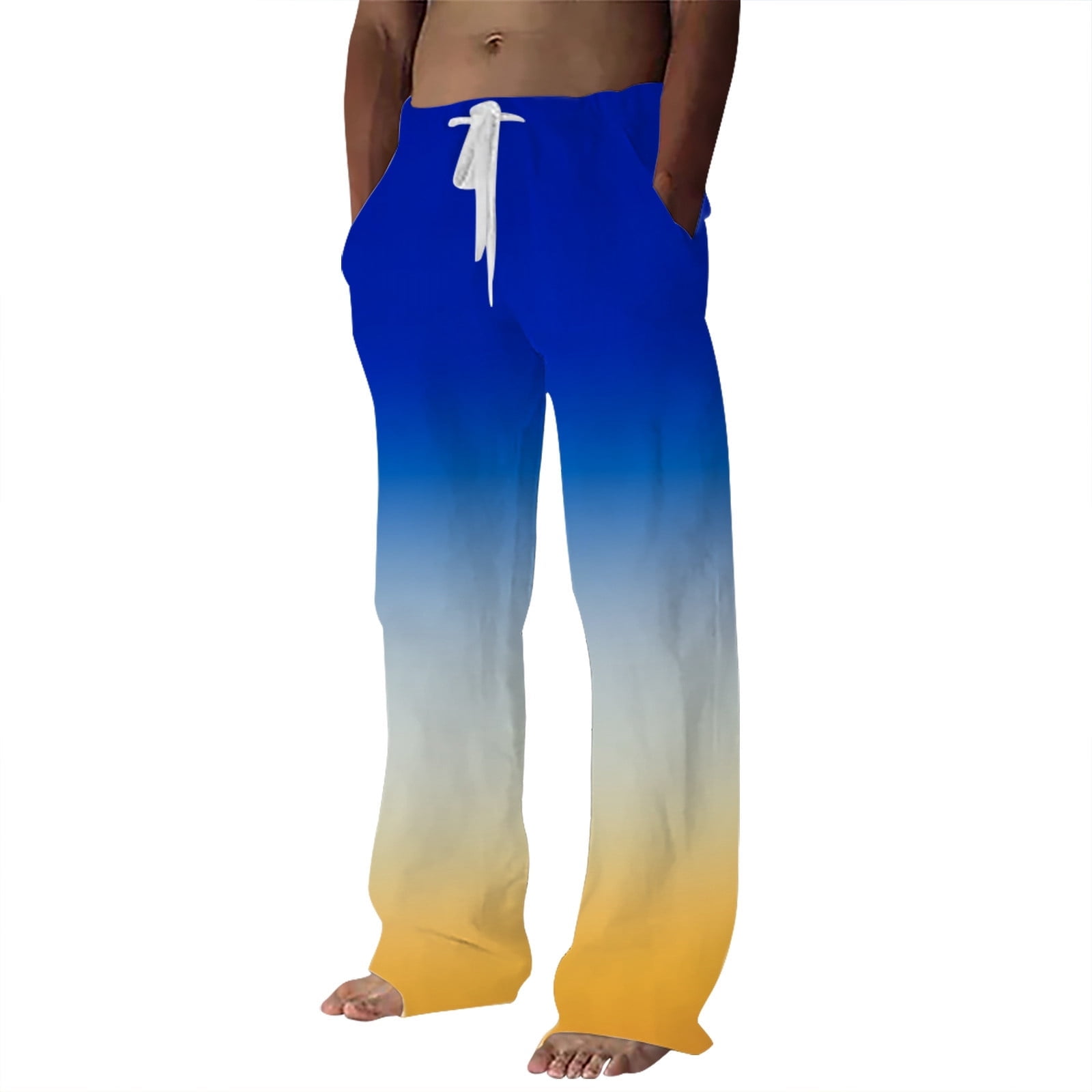 LEKDFST Mens Wide Leg Casual Pants Digital 3D Printing Gradient Color ...