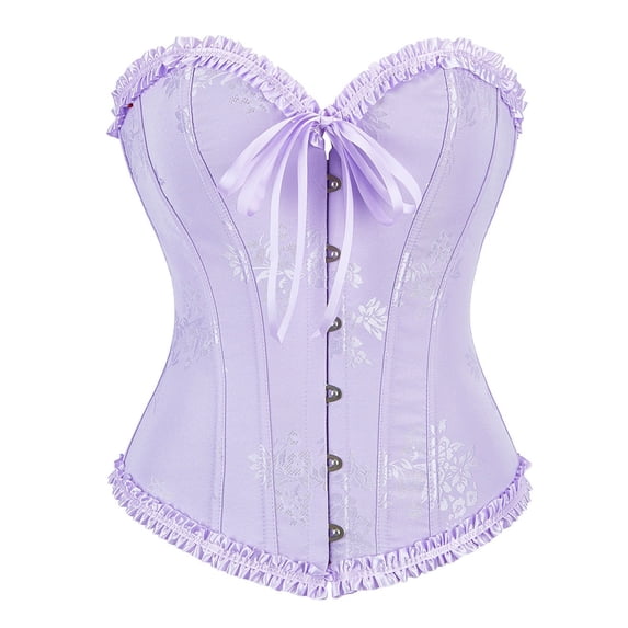 LEKDFST Purple Overbust Lace Corset Tops for Women Bodyshaper Sexy ...