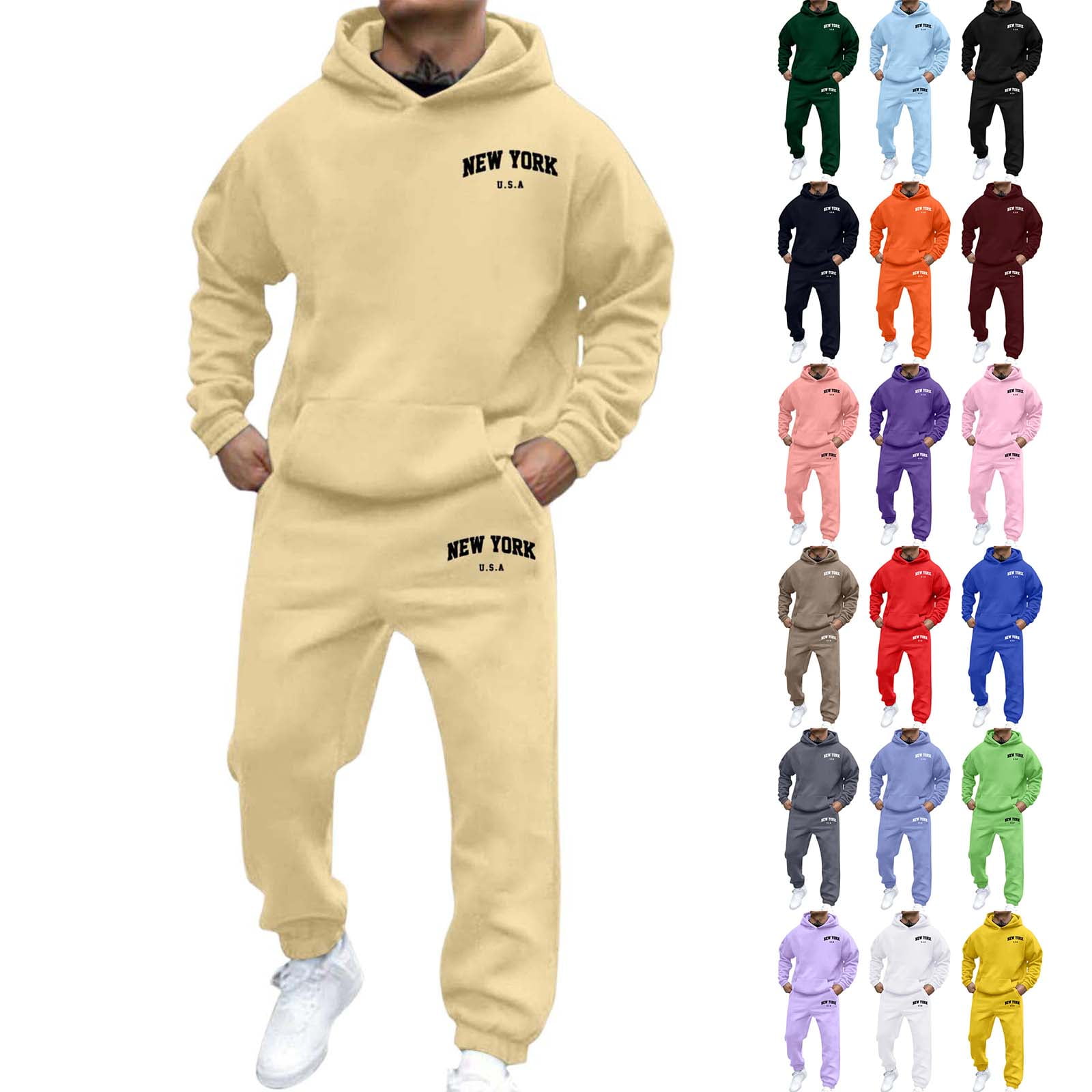 LEKDFST Sweat Suits Men Letter Print Tracksuits 2 Piece Sets Athletic ...