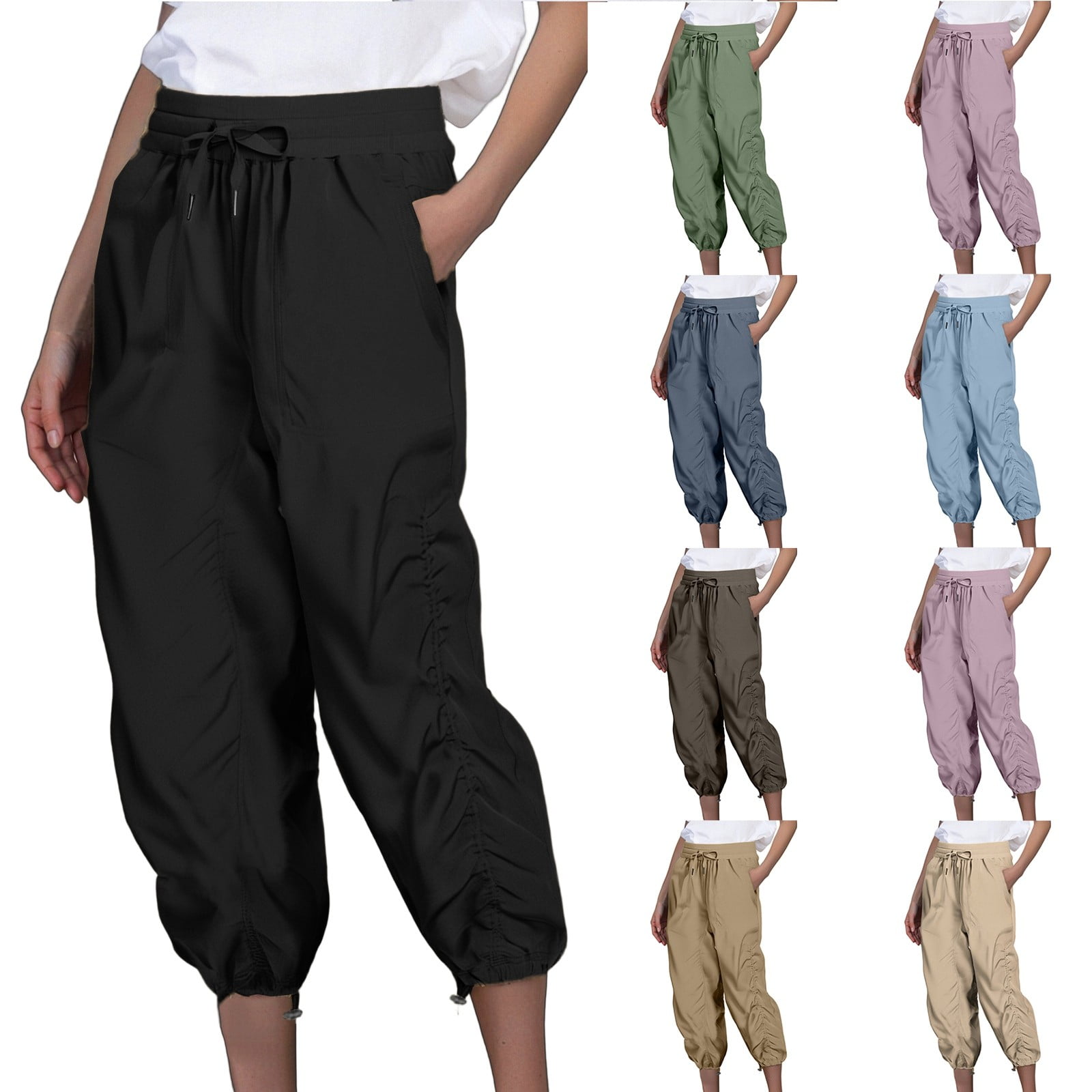 LEKDFST Womens Summer Lightweight Sweatpants Casual Capri Comfortable ...