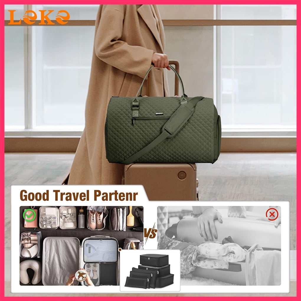 LEKE - Double upgrade of dark green cationic quilted suit bag set ...