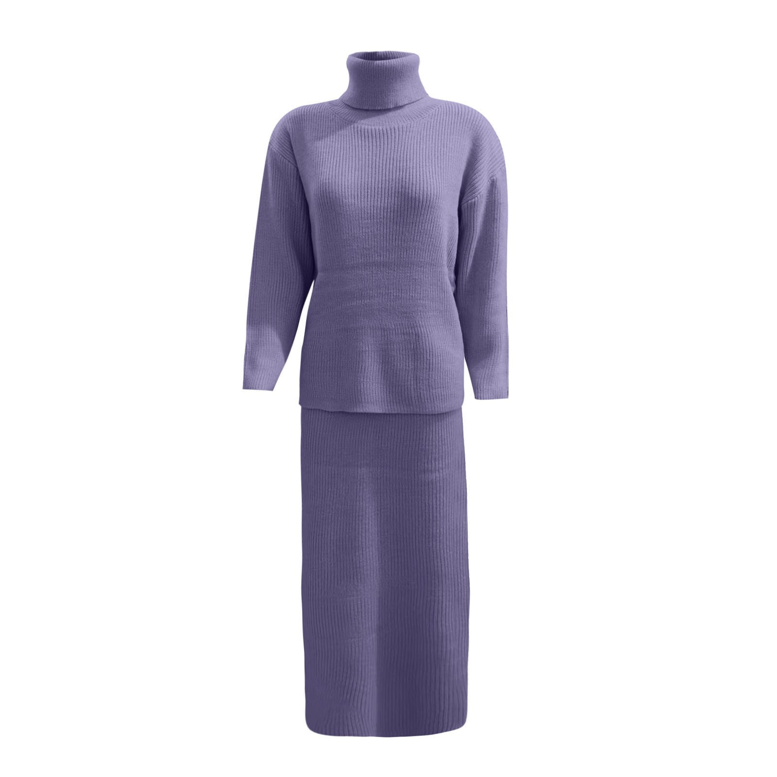 LEKODE 2 Piece Outfits Sweater Skirt Set Knit Skirt Set Long Sleeve ...