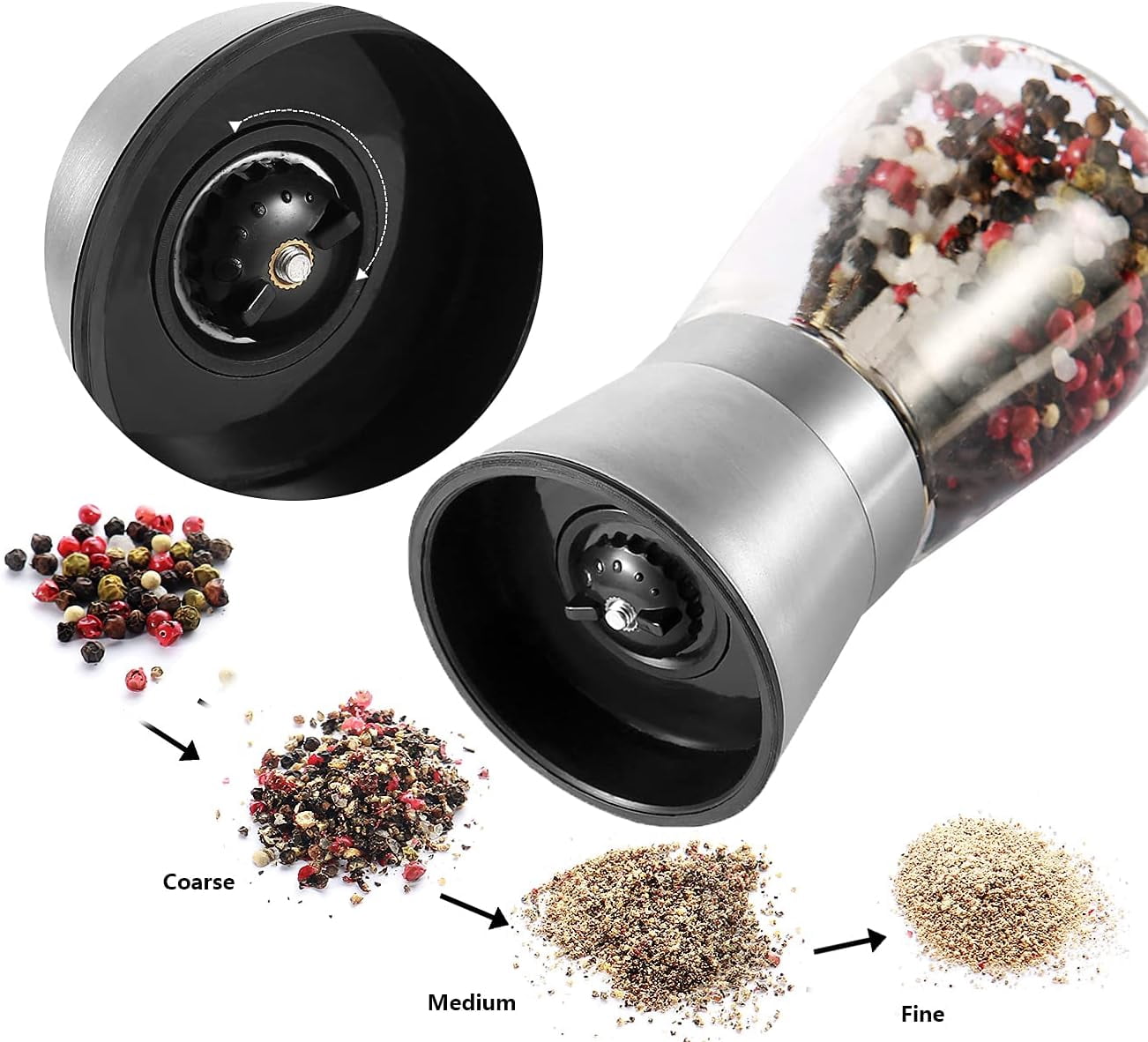 LEKODE Food Blender Stainless Steel Black Pepper Grinder Manual Steel ...