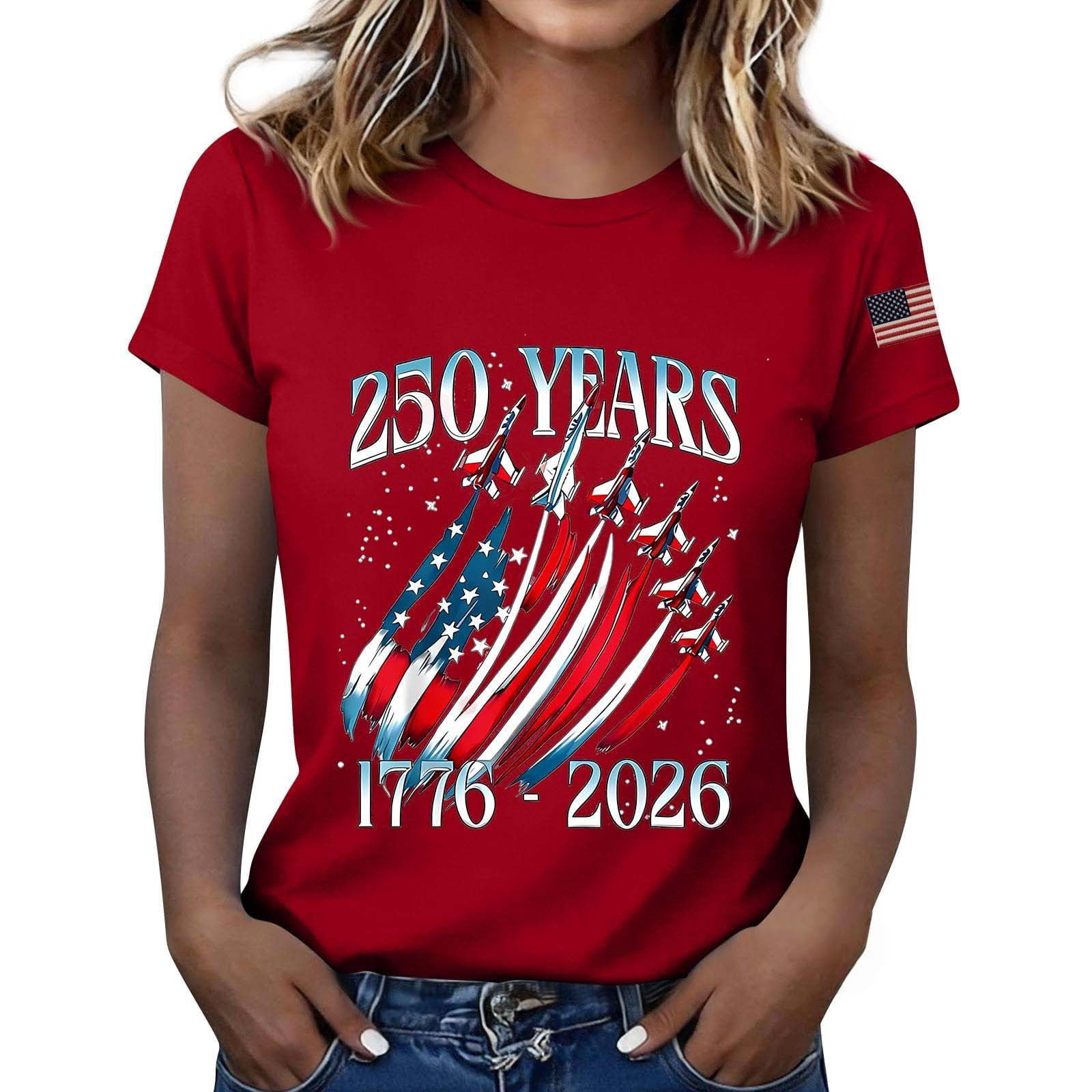 LEKODE Fourth of July Outfit Women Plain T Shirts Basic Tees Workout ...