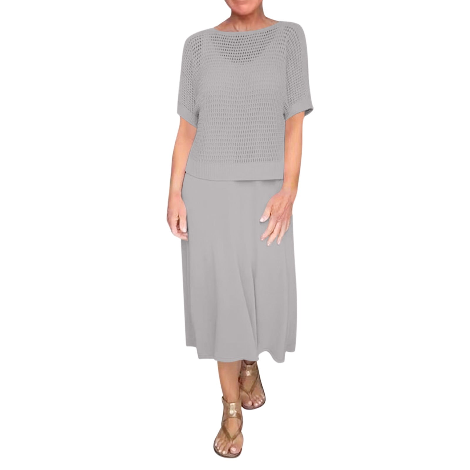 LEKODE Knit Sets Two Piece Women Ribbed Knit Skirt Top Set for Women 2 ...