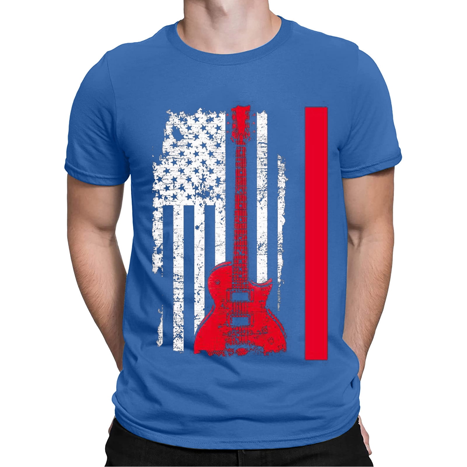 LEKODE Men's Short Sleeve Patriotic American Casual Soft Cewneck Short ...