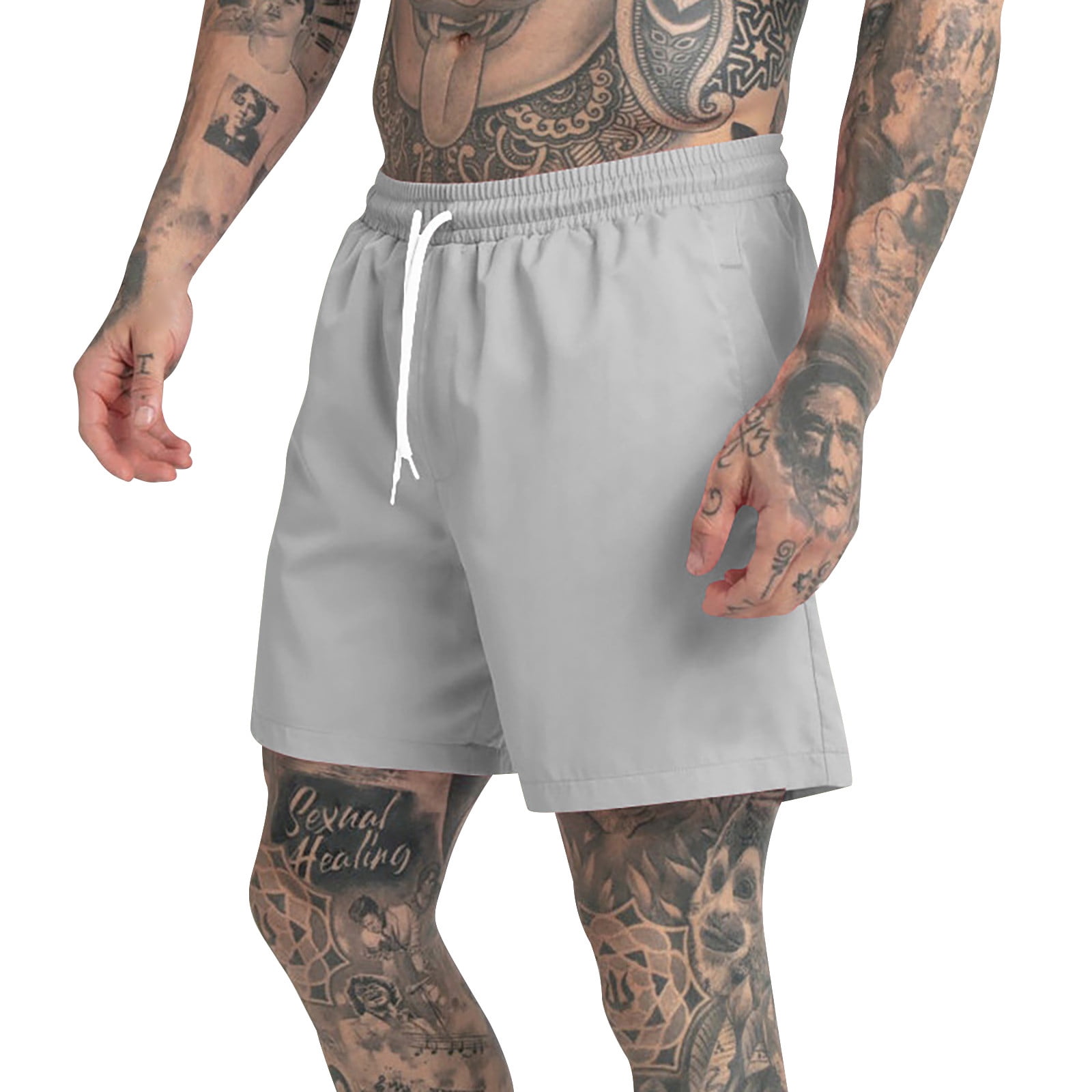 Lekode Mens Swim Trunks Quick Dry Beach Shorts Solid Color Surfing