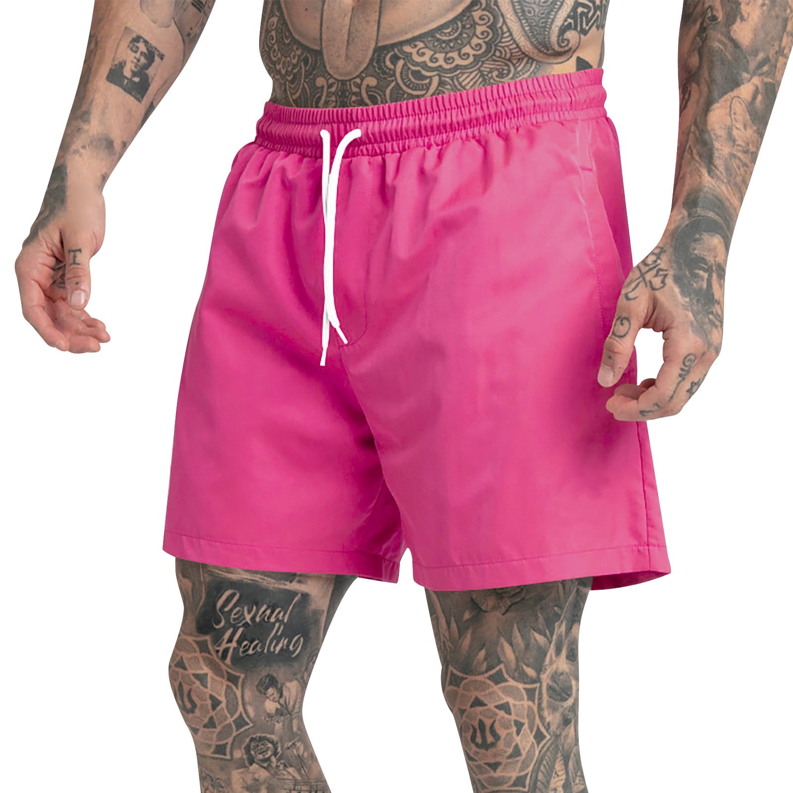 Lekode Mens Swim Trunks Quick Dry Beach Shorts Solid Color Surfing
