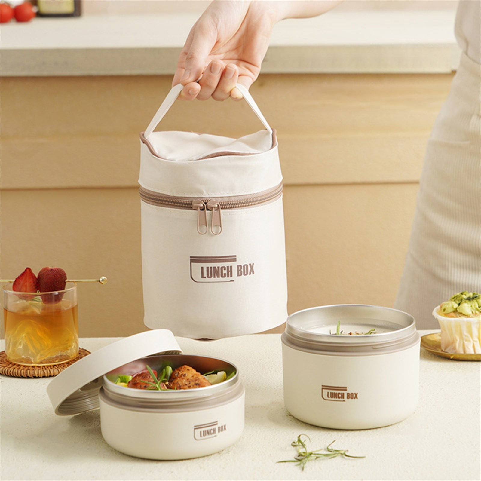 LEKODE Portable Insulated Lunch Container Set for Adult Stackable ...