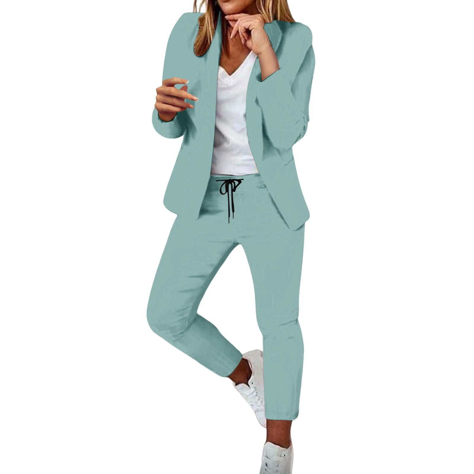 LEKODE linen set two piece sets for women summer lounge sets for women Sweatshirt Wide Leg ...