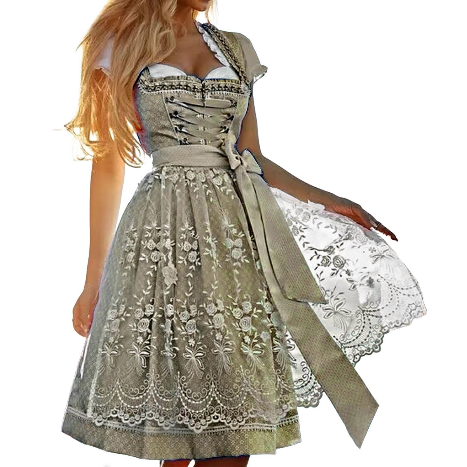 LEKODE oktoberfest outfits women dirndl dress Bavarian Dress tracht ...