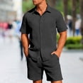 LEKWK 2 Piece Set for Men Loose Fit Solid Textured Beach Vacation ...