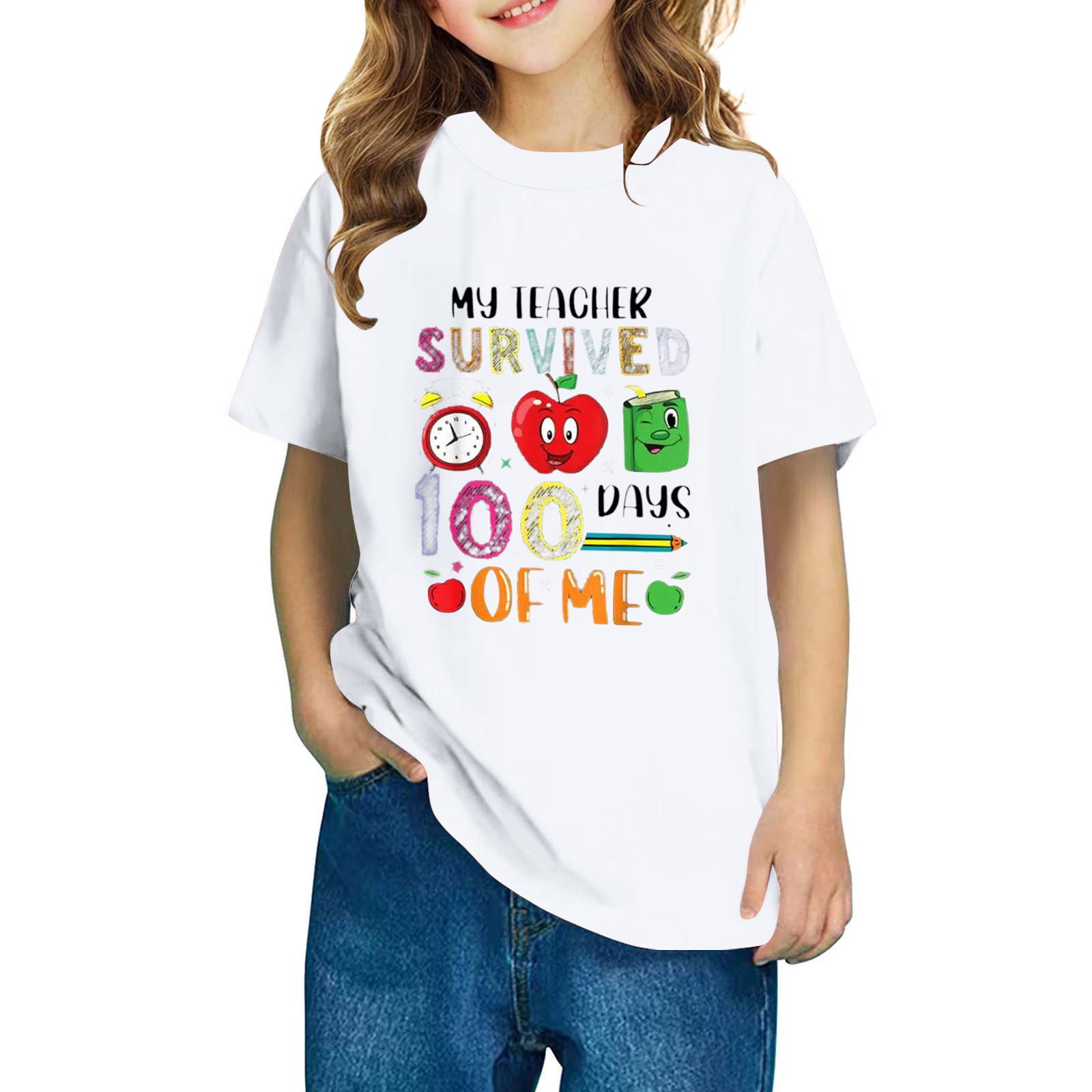 LEKWK Girl Shirts Trendy Short Sleeve Crewneck Shirts Cute Girls ...