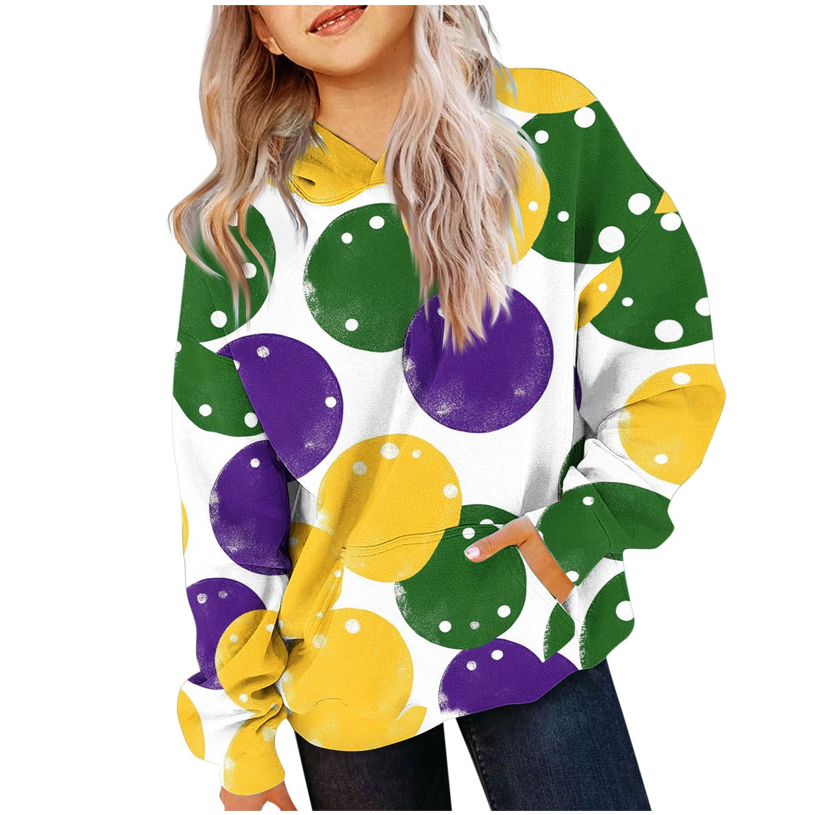 LEKWK Mardi Gras Outfit for Girls Long Sleeve Pullover Hoodies ...