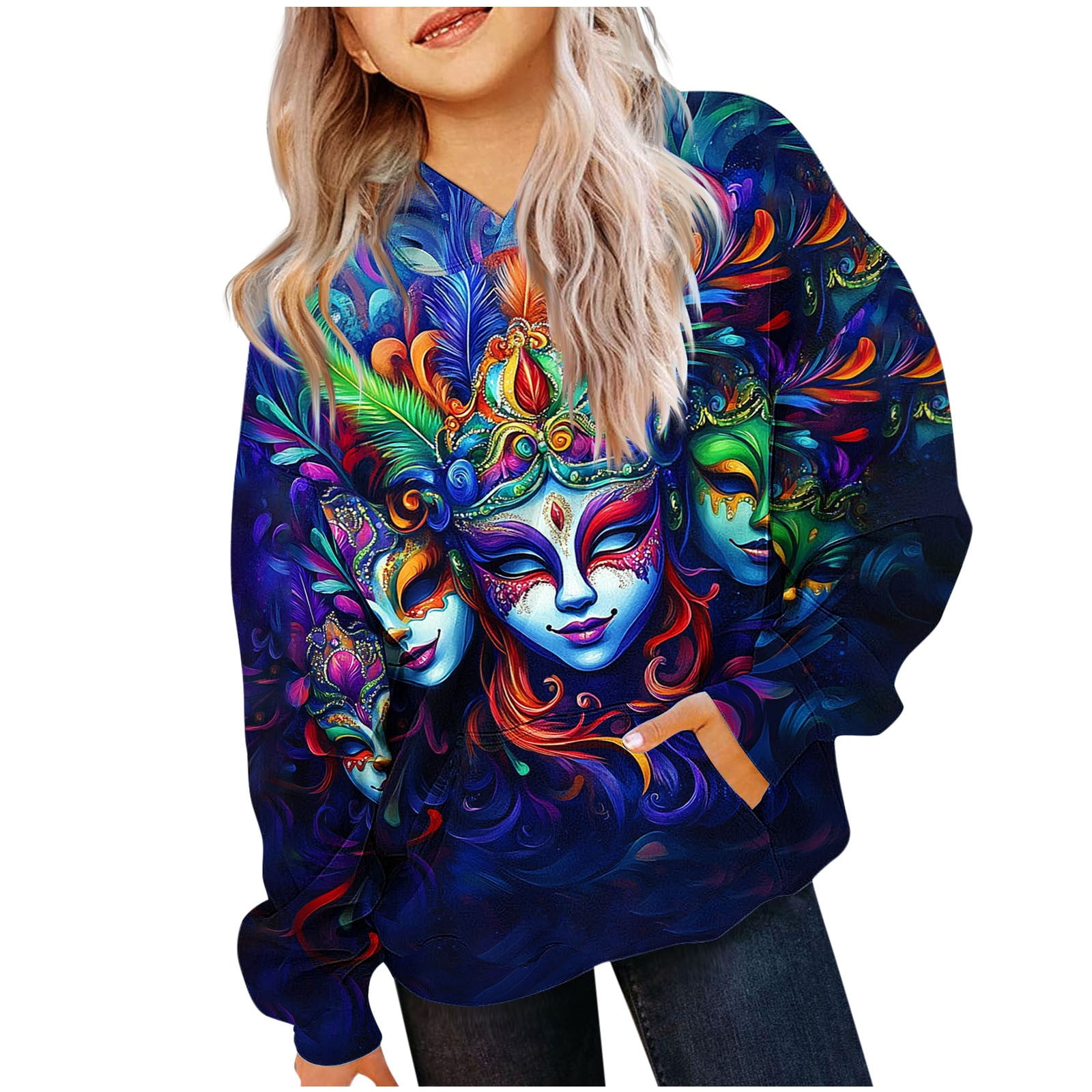 LEKWK Mardi Gras Outfit for Girls Long Sleeve Pullover Hoodies ...