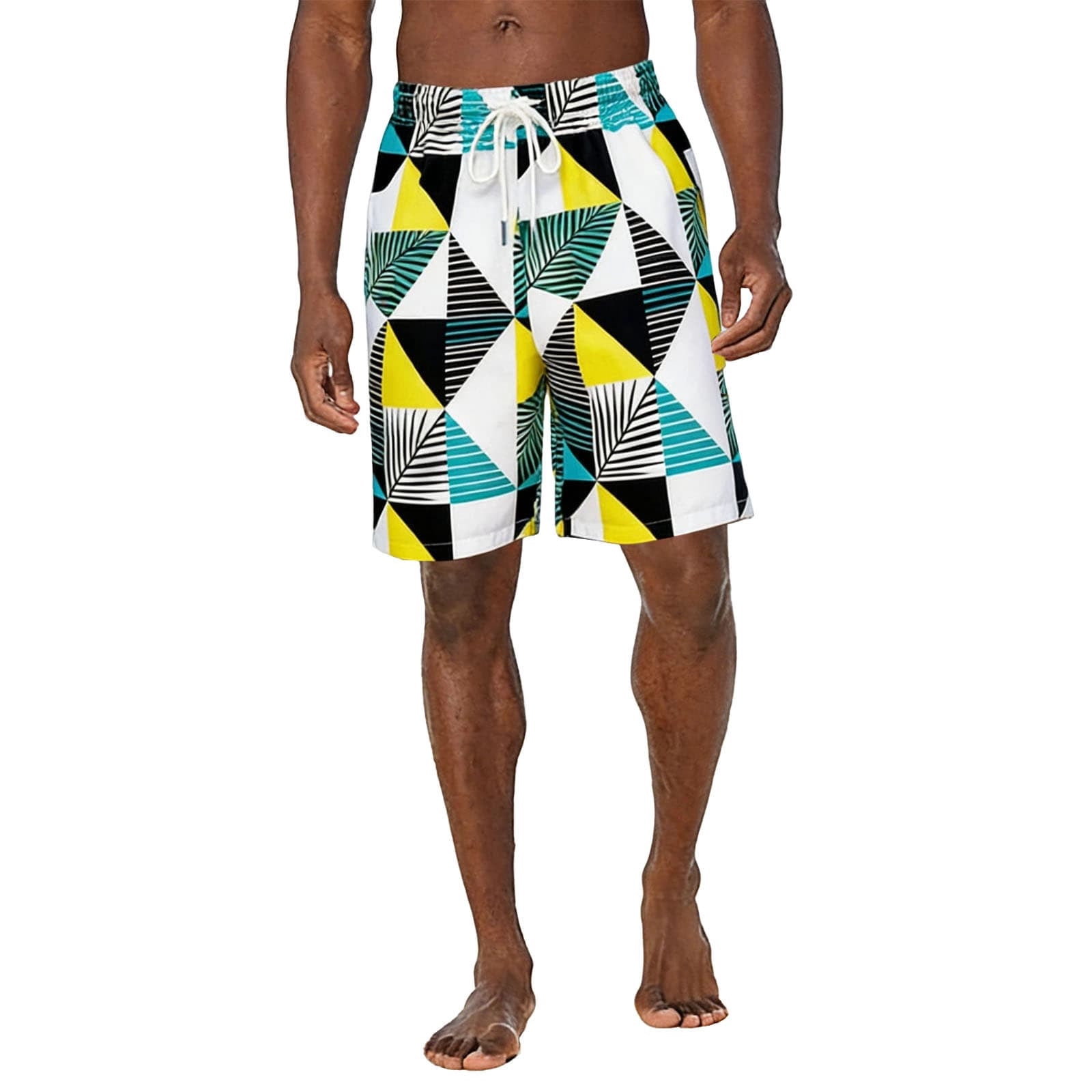 LEKWK Mens Board Shorts Swimwear Elastic Waist Drawstring Swim Trunks ...