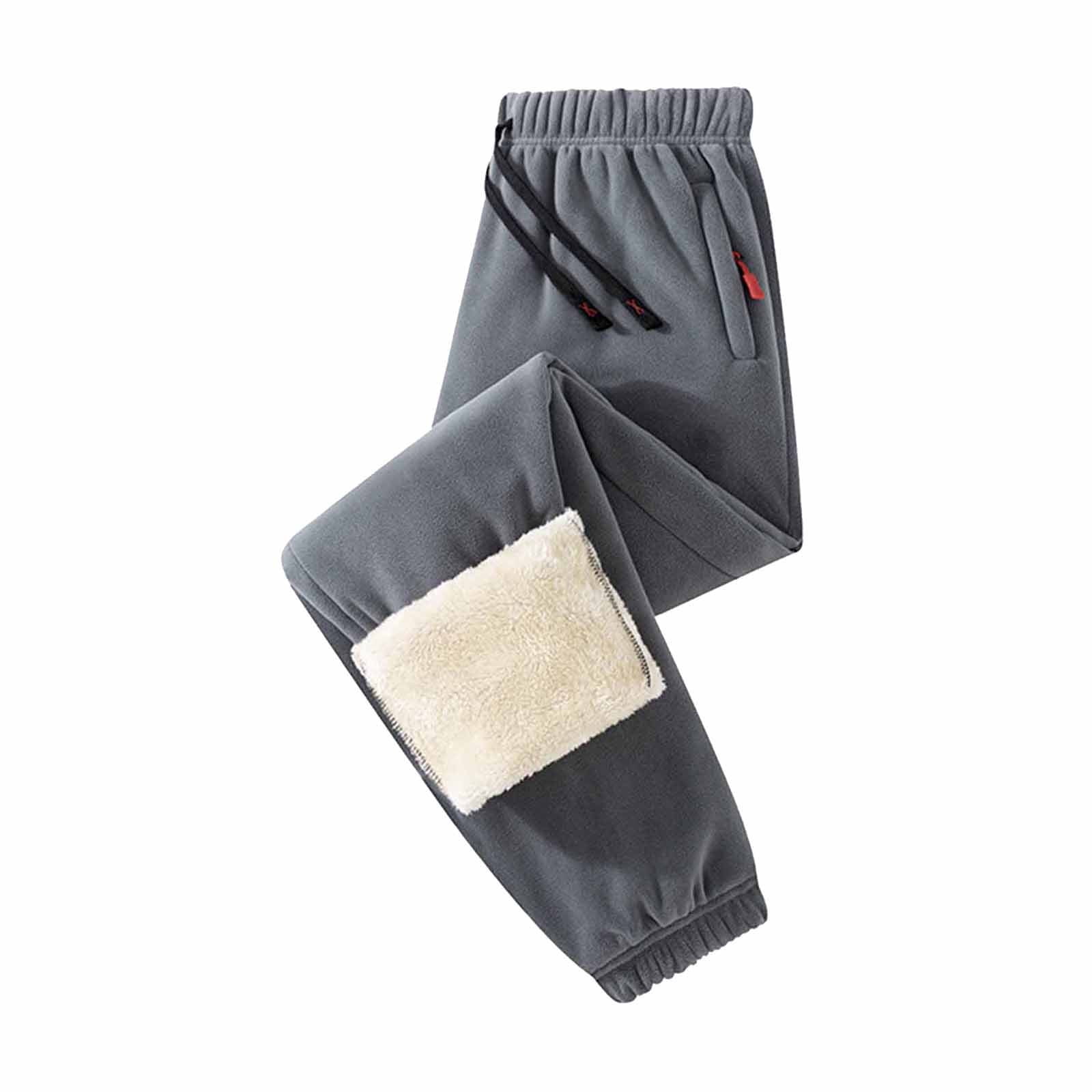 LEKWK Mens Fleece Lined Pants Jogger Fit Thermal Soft Texture ...