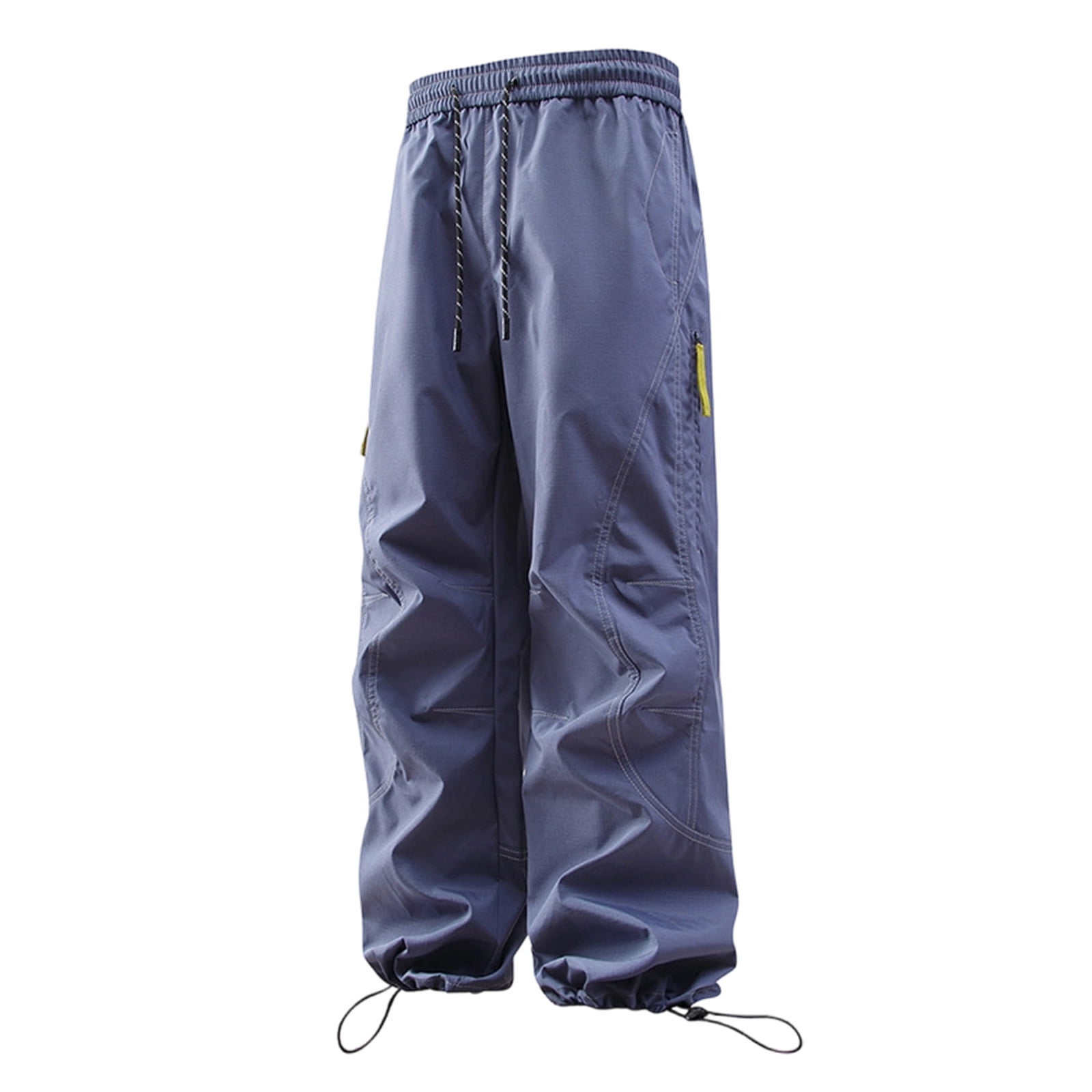 LEKWK Mens Parachute Pants Baggy Fit Durable Windbreaker Fabric ...