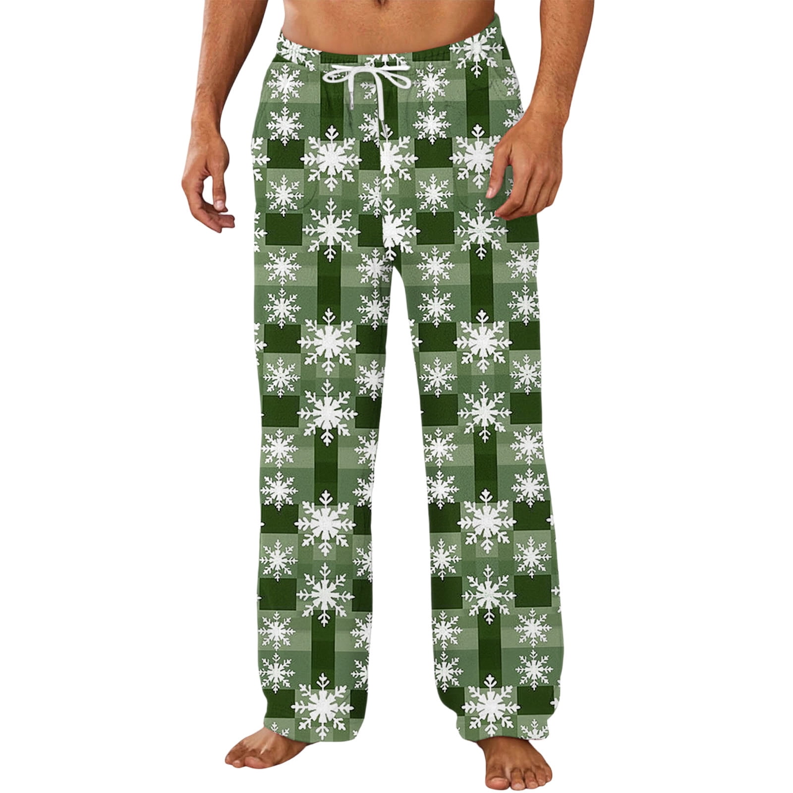 LEKWK Pajama Pants for Men Loose Fit Holiday Snowflakes Graphic Print ...