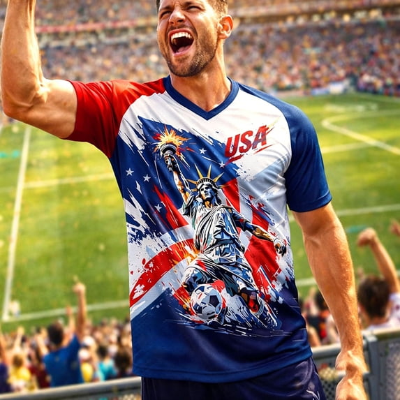 LEKWK USA Soccer Jersey for Men Fan Crewneck International Football ...
