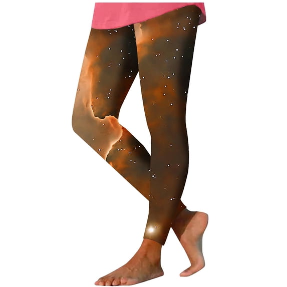 LEKWK Workout Pants Women Slim Fit Starry Night Graphic Print Leggings ...