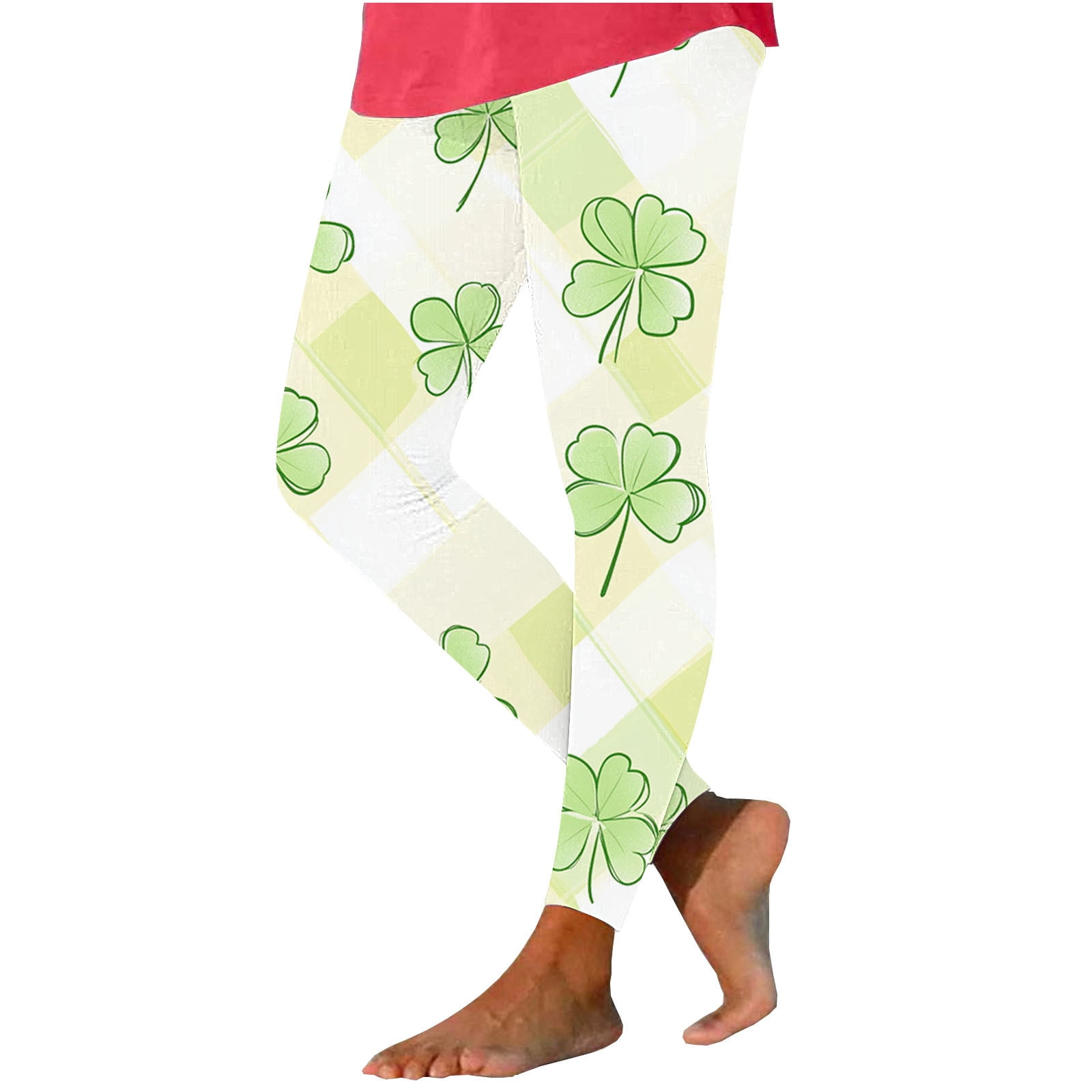 LEKWK Yoga Leggings Women St Patricks Day Shamrock Clover Yoga Leggings ...