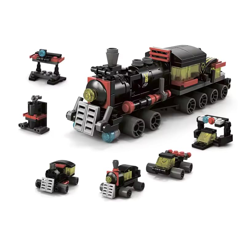 LELE Brother DIY 6-in-1 Train Building Block Set Mini Steam Engine Assemble Construction Toys ...