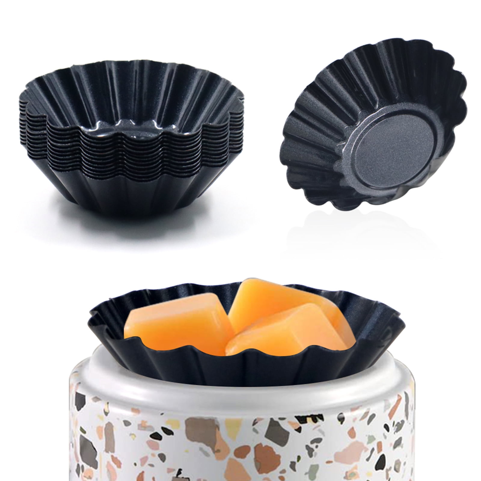 LELE LIFE 12Pcs Carbon Steel Heat Faster Wax Melt Warmer Liners, Reusable Leakproof Wax Melt ...