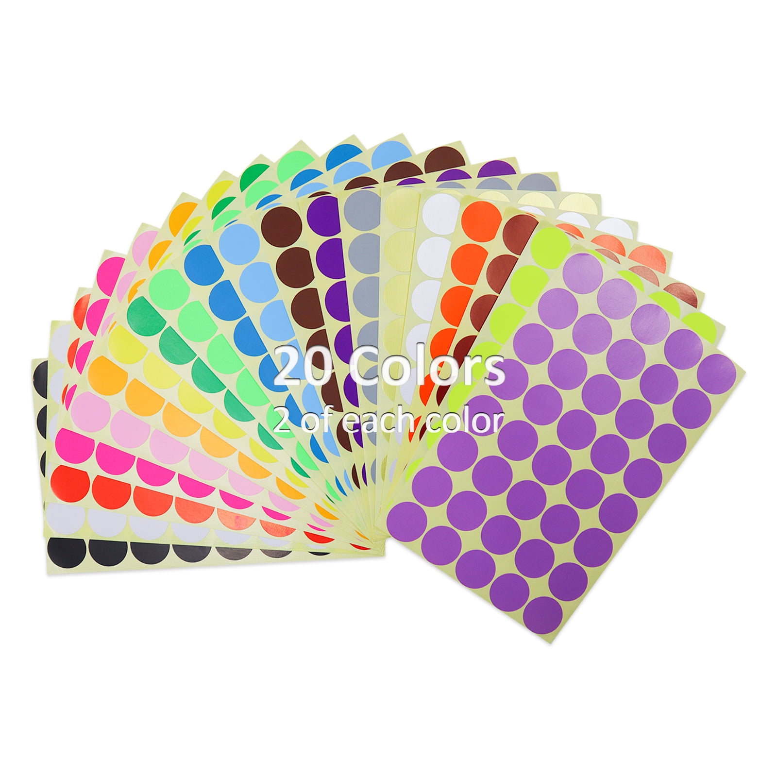 LELE LIFE 1600Pcs 25mm 1in Colored Dot Stickers, 20 Colors Round Coding ...