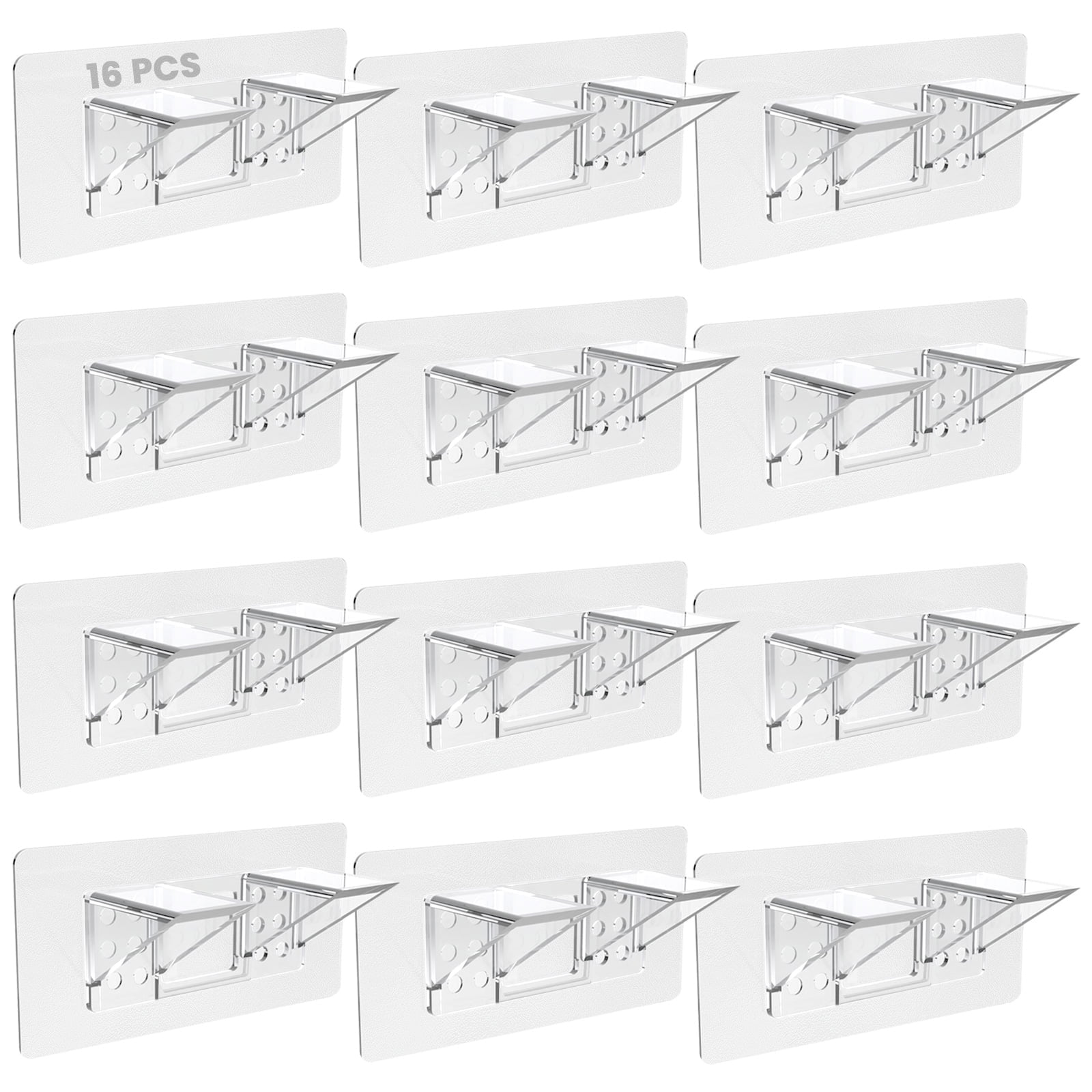 LELE LIFE 16Pcs Adhesive Shelf Brackets, Double Row Reinforced Support ...